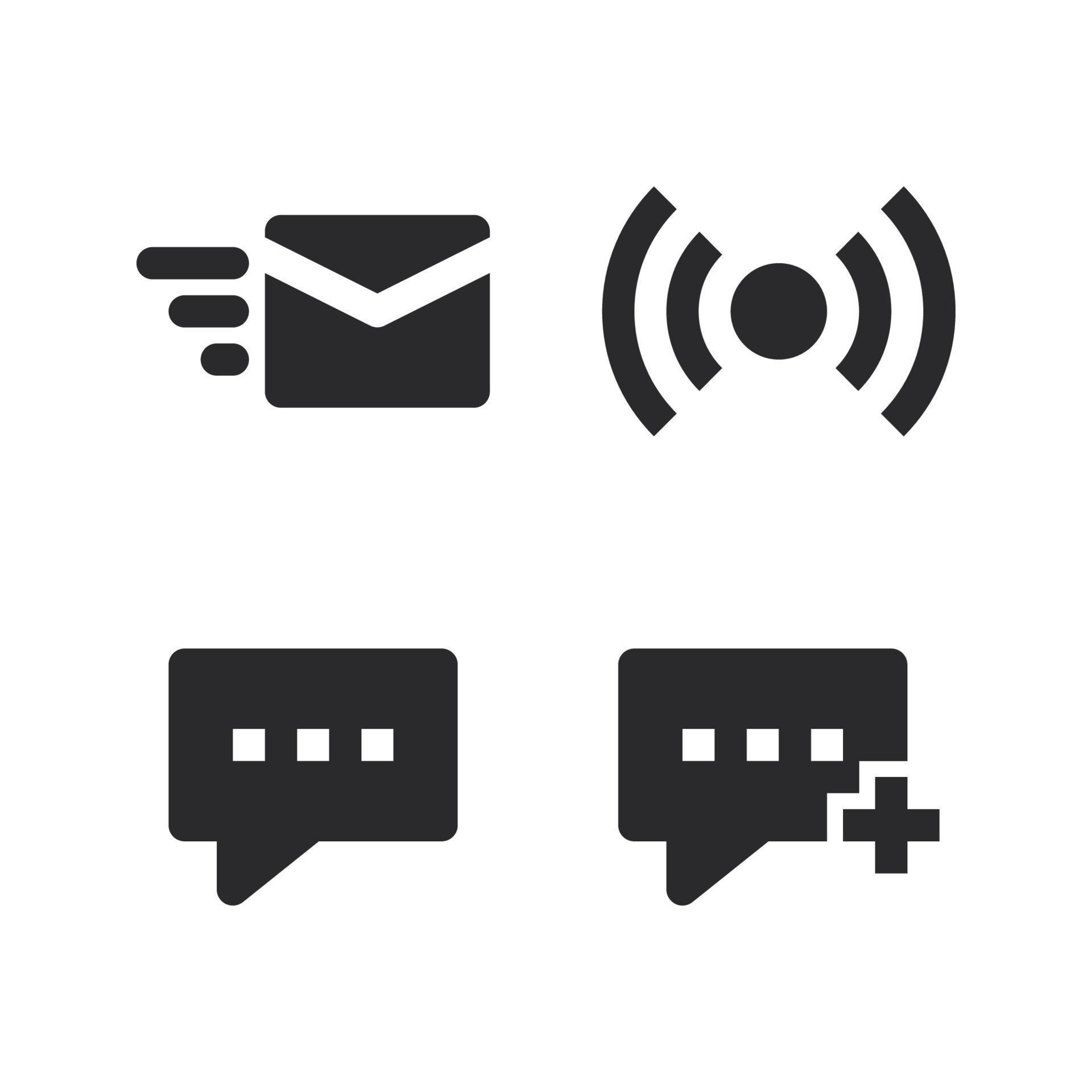 User Interface Icons Set Send Email Signal Comment Add Comment Perfect For Website Mobile
