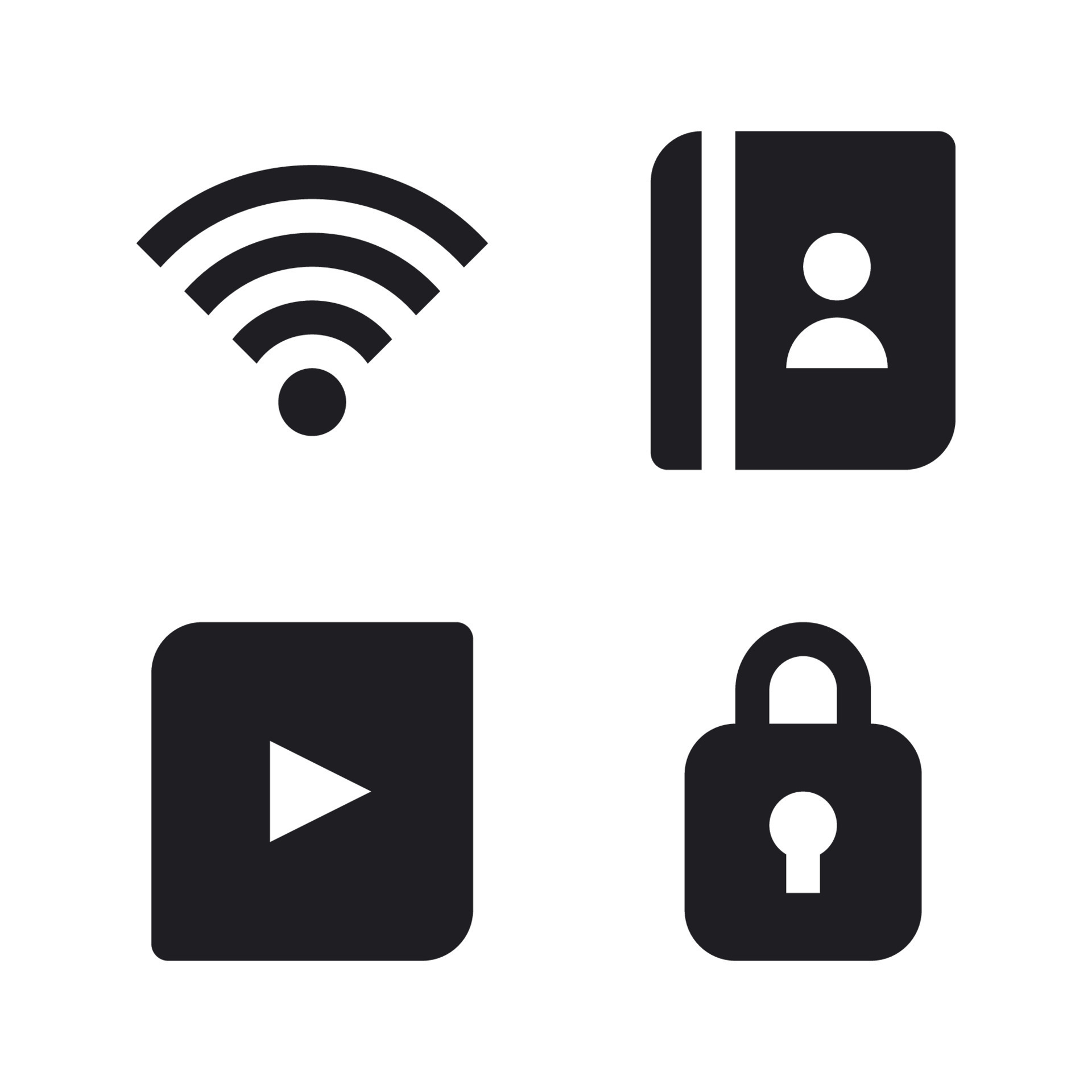 User Interface Icons Set Wifi Signal Contact Book Play Padlock Perfect For Website Mobile