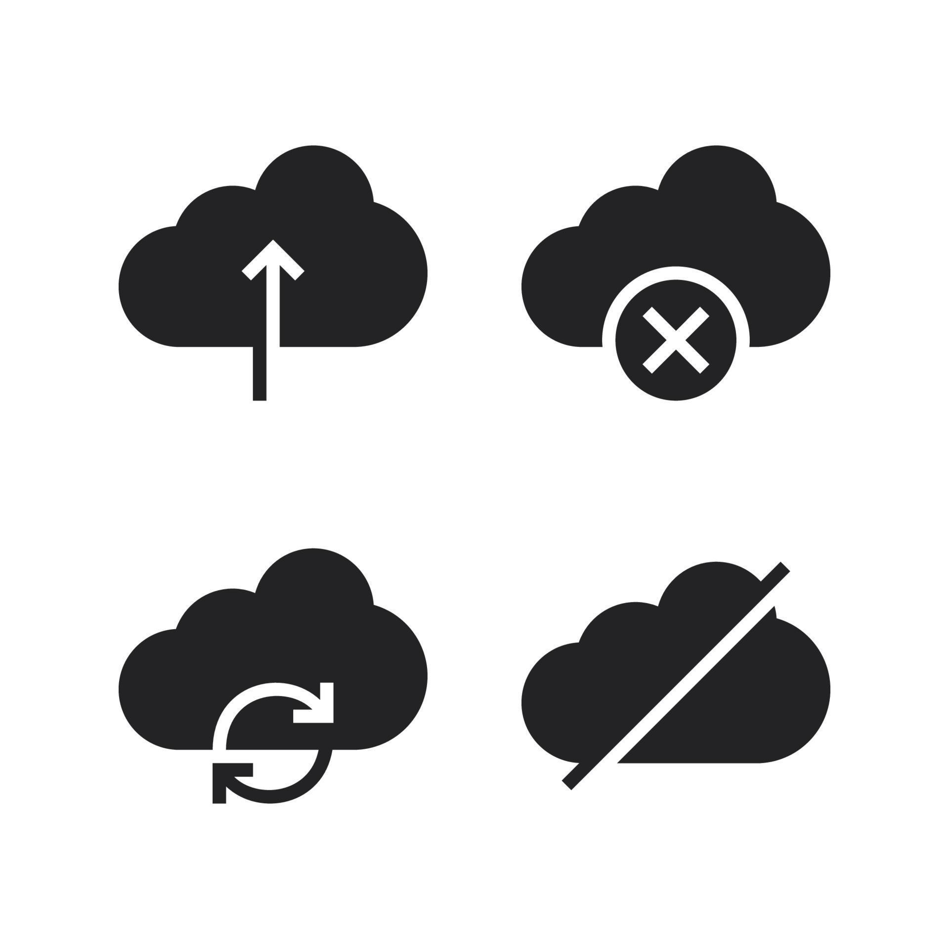 User Interface icons set. Cloud upload, cancel, refresh, disabled. Perfect for website mobile ...
