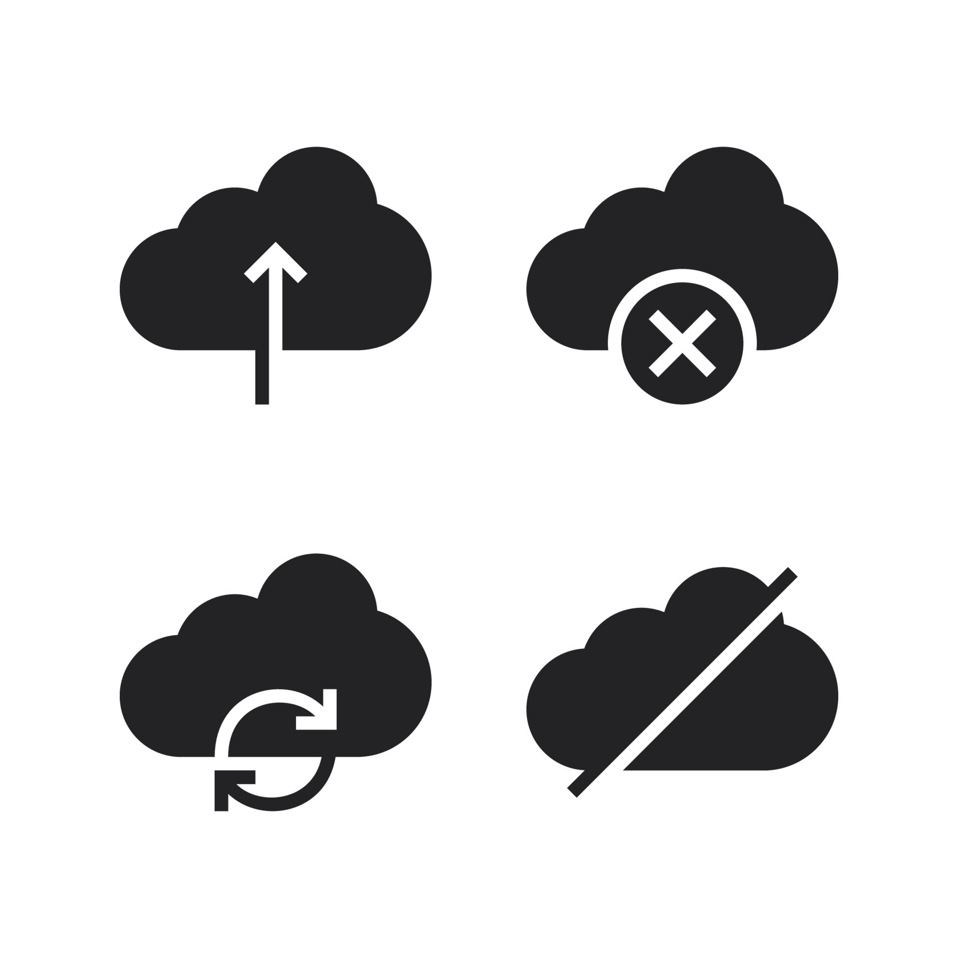 User Interface Icons Set Cloud Upload Cancel Refresh Disabled Perfect For Website Mobile