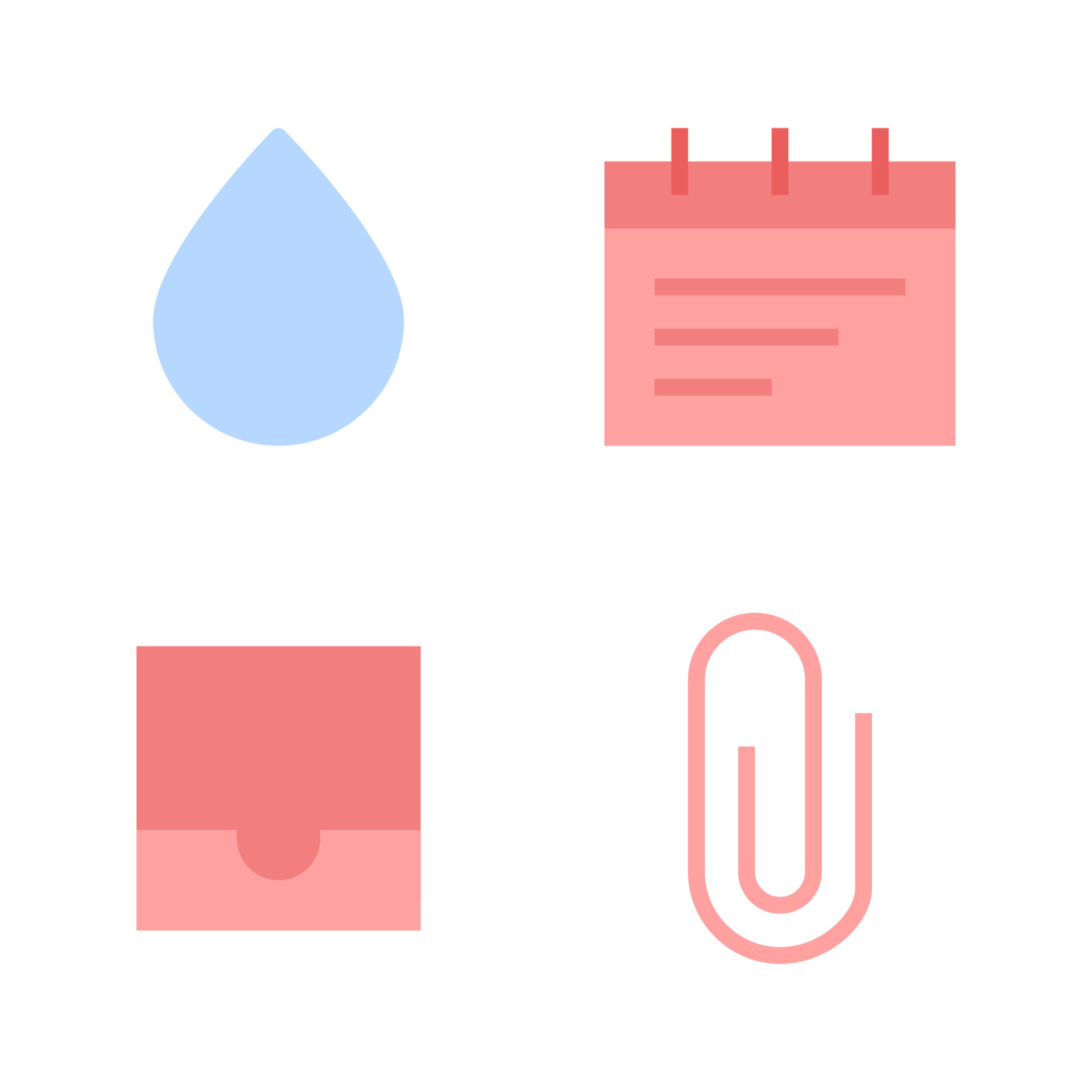 User Interface Icons Set Drop Water Calendar Inbox Paper Clip Perfect For Website Mobile