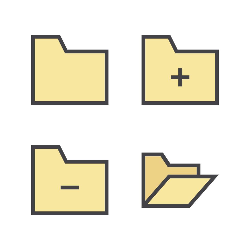 User Interface icons set. Folder, add folder, delete folder, open ...