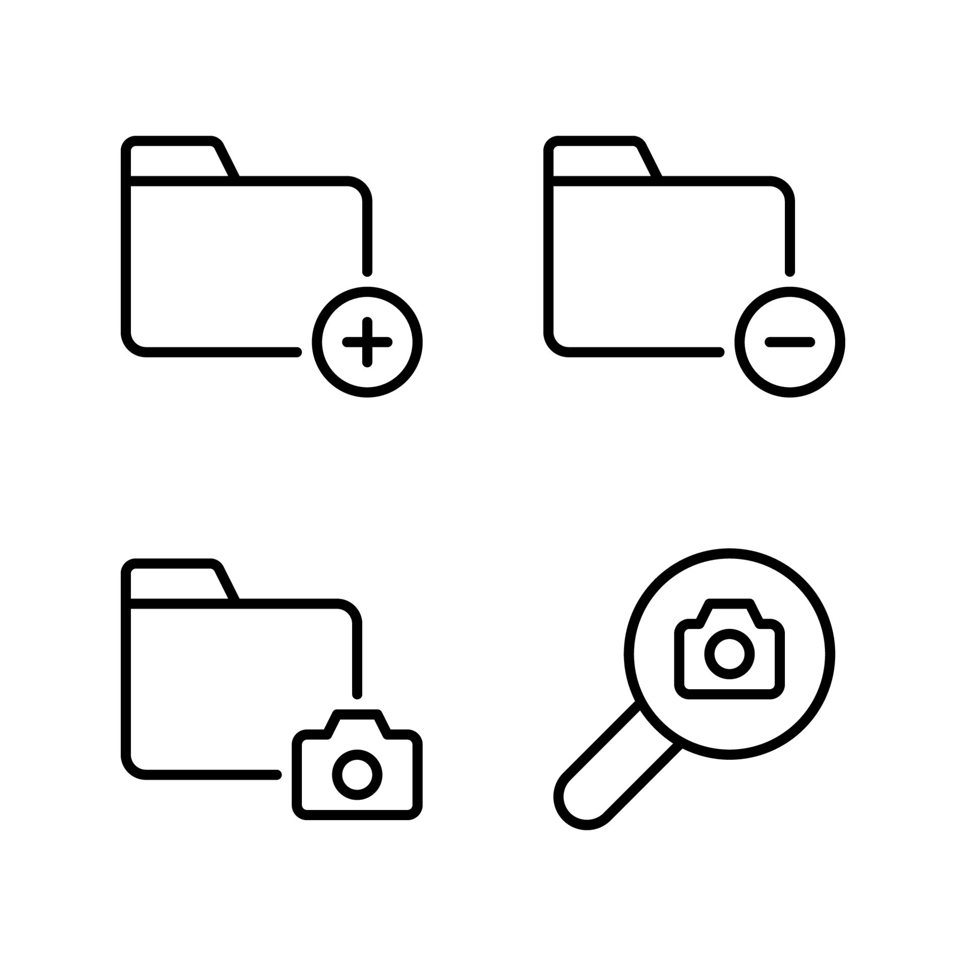 Photography Icons Set Add Folder Delete Folder Image Photo Search Perfect For Website