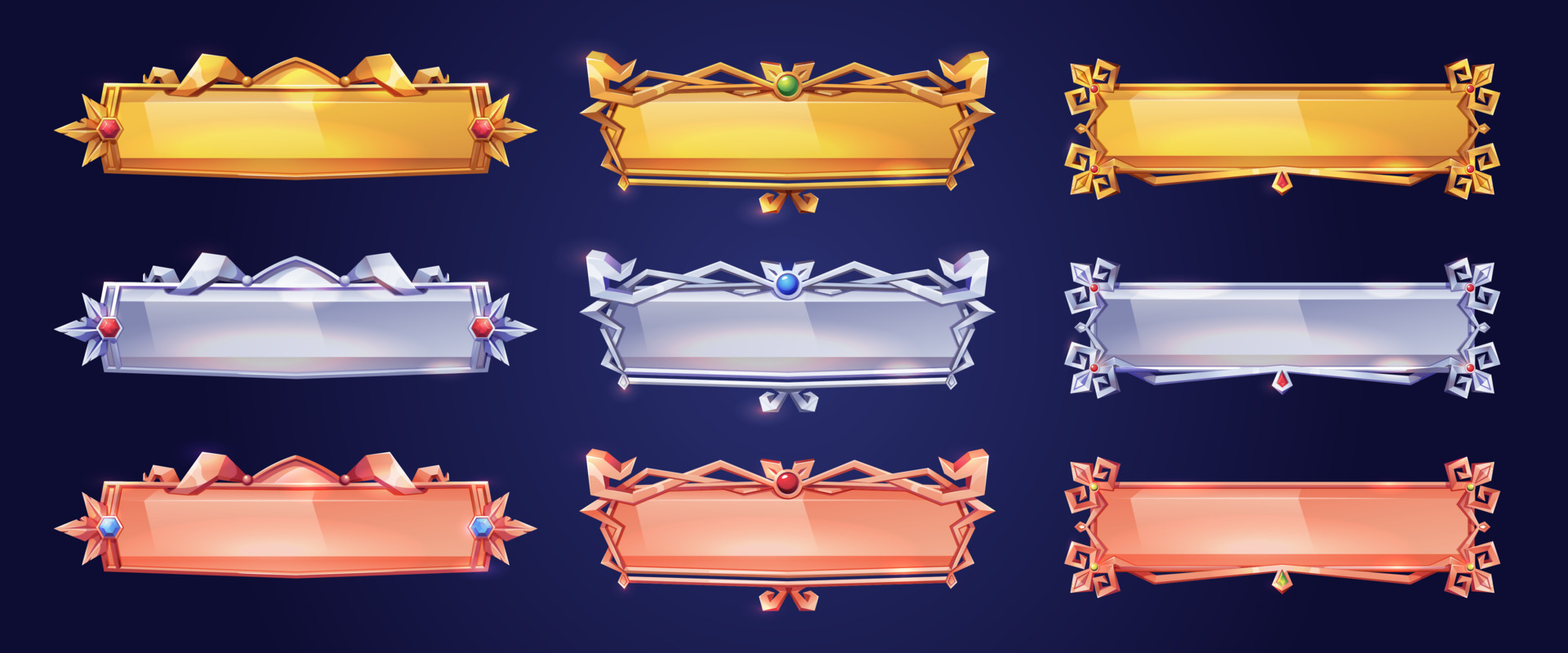 Medieval Golden Buttons Ui Game Menu Elements 20236934 Vector Art At