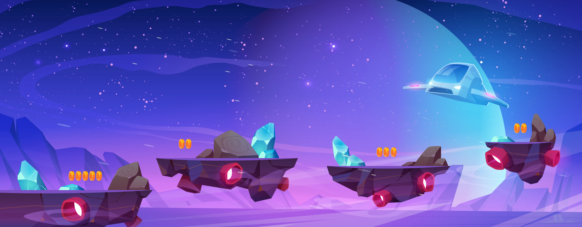 Arcade Game Level Platforms In Outer Space 20237074 Vector Art At Vecteezy