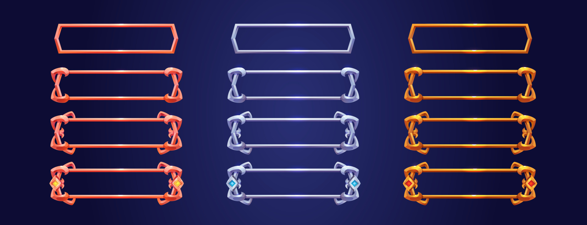 Empty Rectangle Game Frames In Medieval Style 20237299 Vector Art At Vecteezy