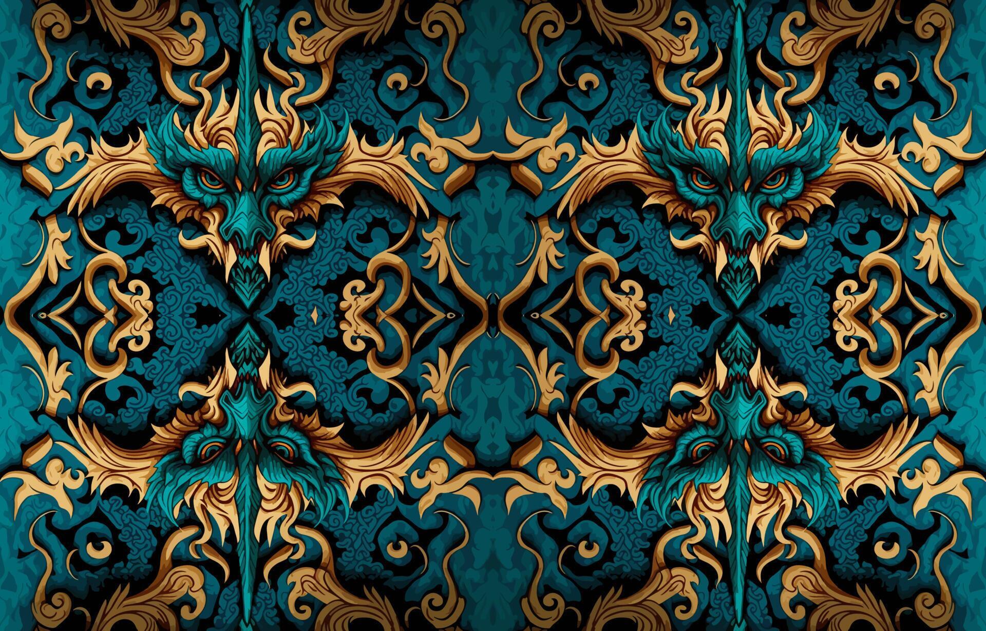 Dragon fabric seamless pattern. Abstract fabric textile line graphic ...