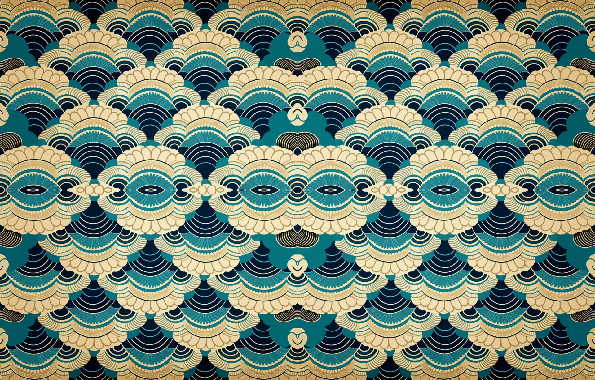 Wave cloud shells seamless fabric pattern. Abstract ethnic traditional ...