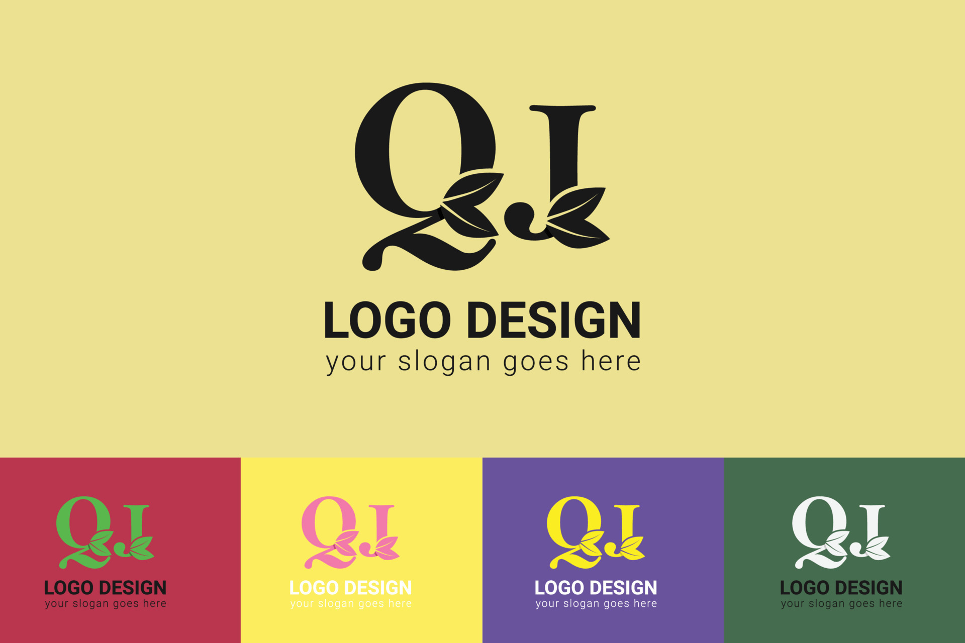 QJ letters eco logo with green leaf. Ecology letter logo. Vector ...