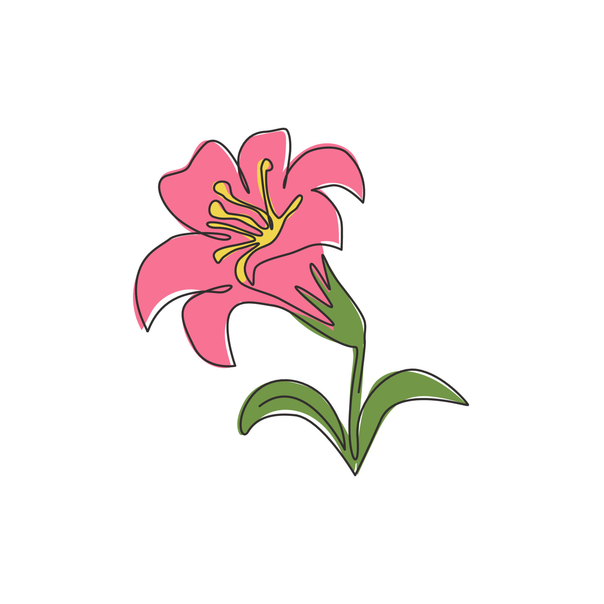 Single Continuous Line Drawing Of Beauty Fresh Perennial Lilium For
