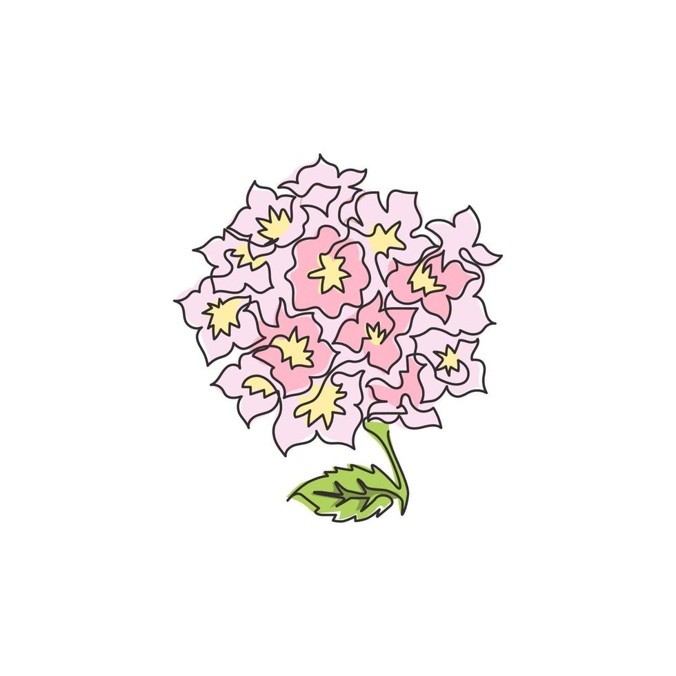 Single One Line Drawing Beauty Fresh Lantana For Home Wall Decor Art
