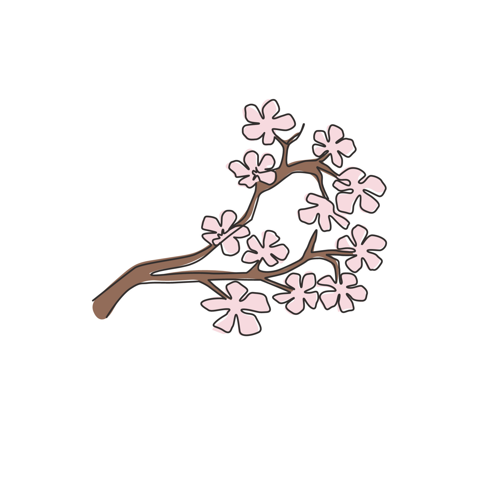 One Continuous Line Drawing Beauty Fresh Cherry Blossom For Garden Logo