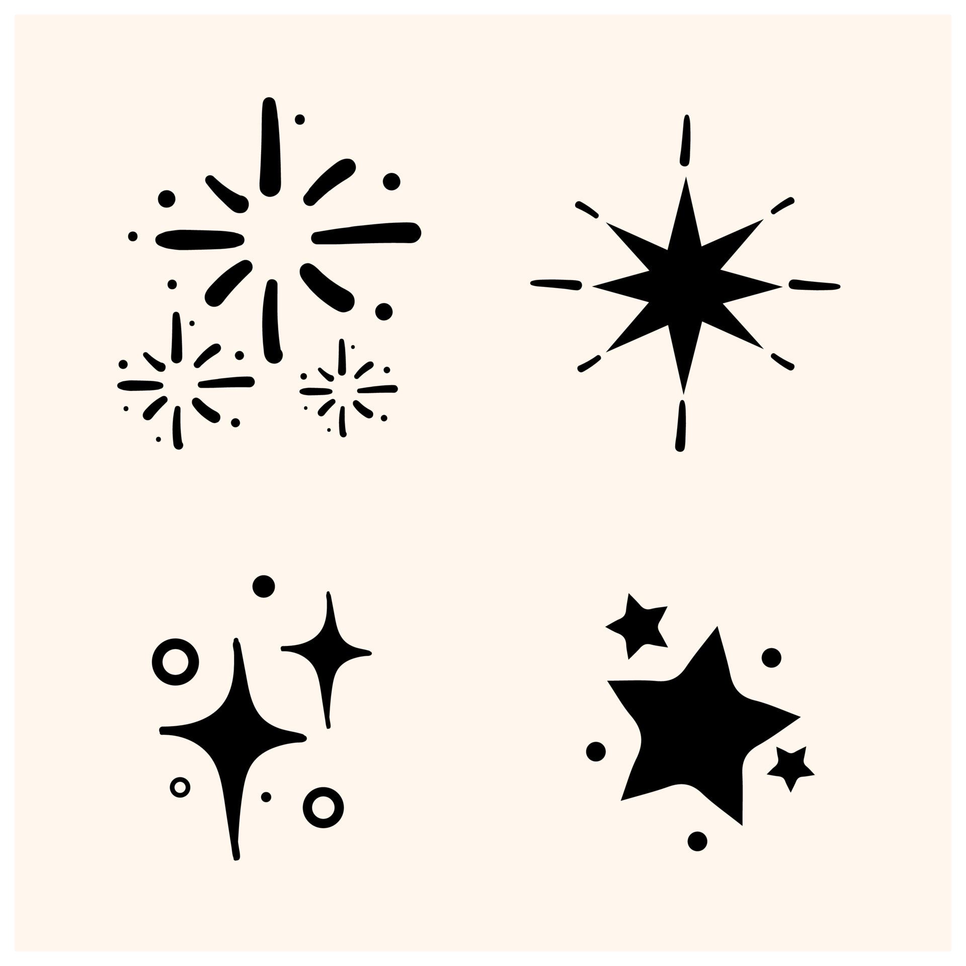 Line star glitter shine of doodle set. Star shine glow, spark glitter, sparkle light vector ...