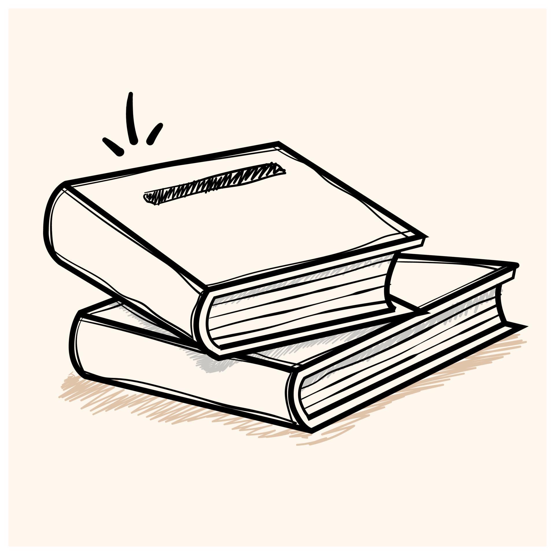 Hand drawn books doodle set. Black color sketch. Line art style. Vector ...