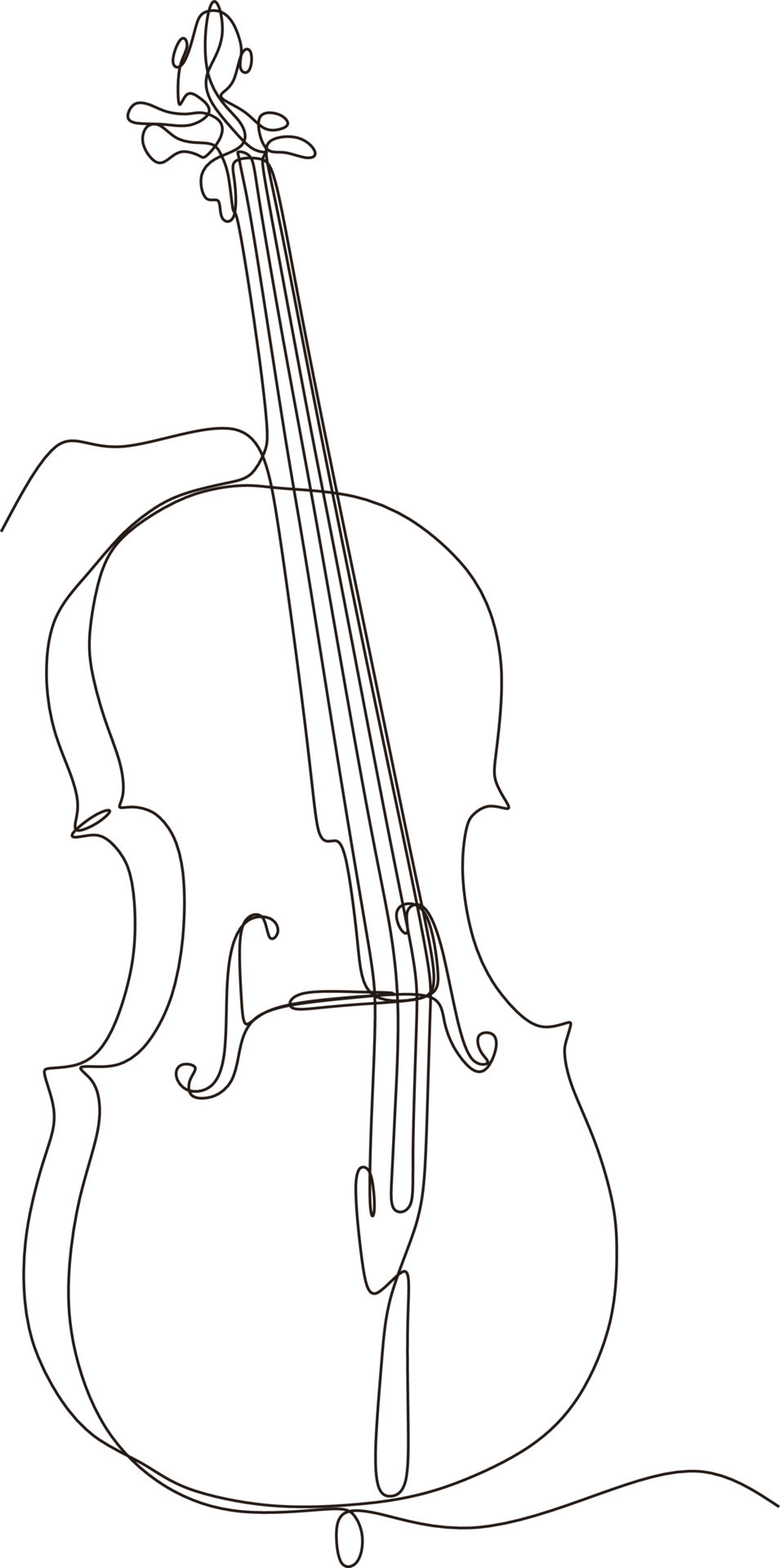Single Line Vector Of Double Bass Player Contrabass Game Jazz Bass Classical Musician Isolated