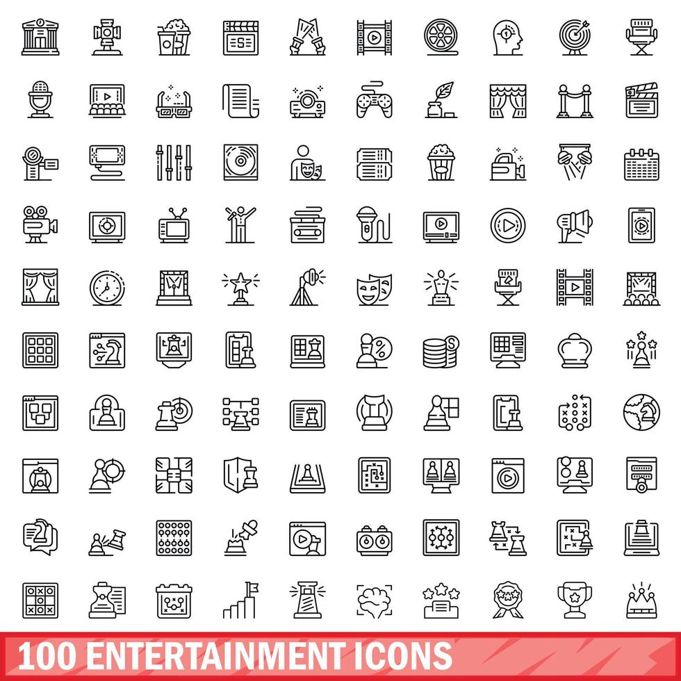 100 iconos de entretenimiento, estilo de esquema 20266462 Vector en ... 100 iconos de entretenimiento, estilo de esquema 20266462 Vector en ...