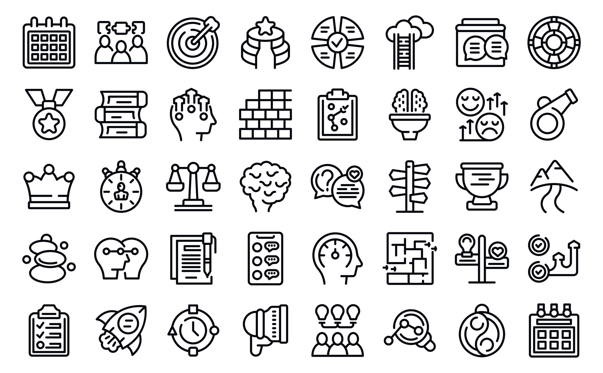 Life Coach Icons Set Outline Vector Problem Solving 20266759 Vector