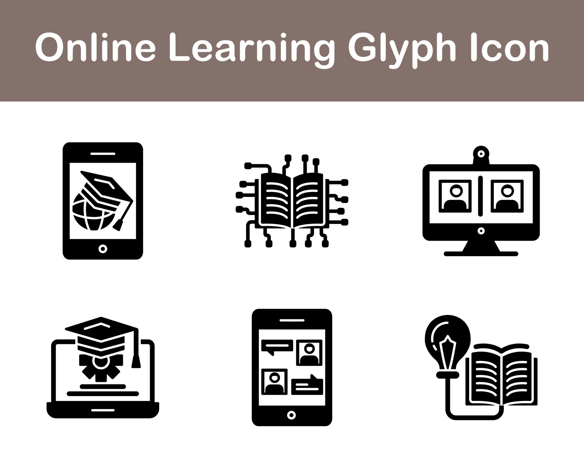 Online Learning Vector Icon Set 20268412 Vector Art at Vecteezy