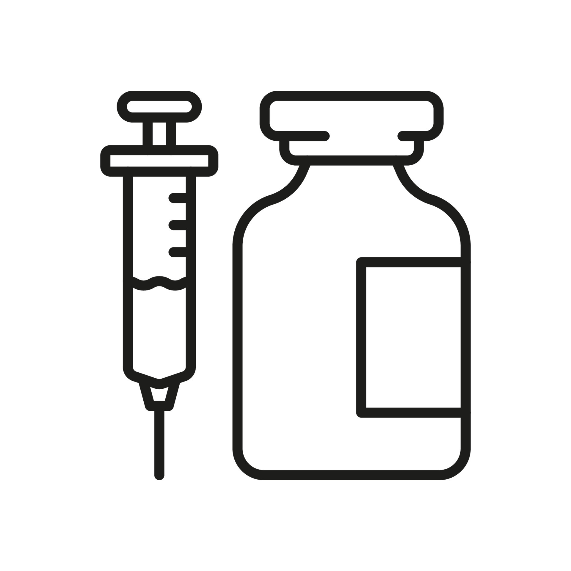 Medical Syringe And Glass Bottle Line Icon Insulin Dose In Vial