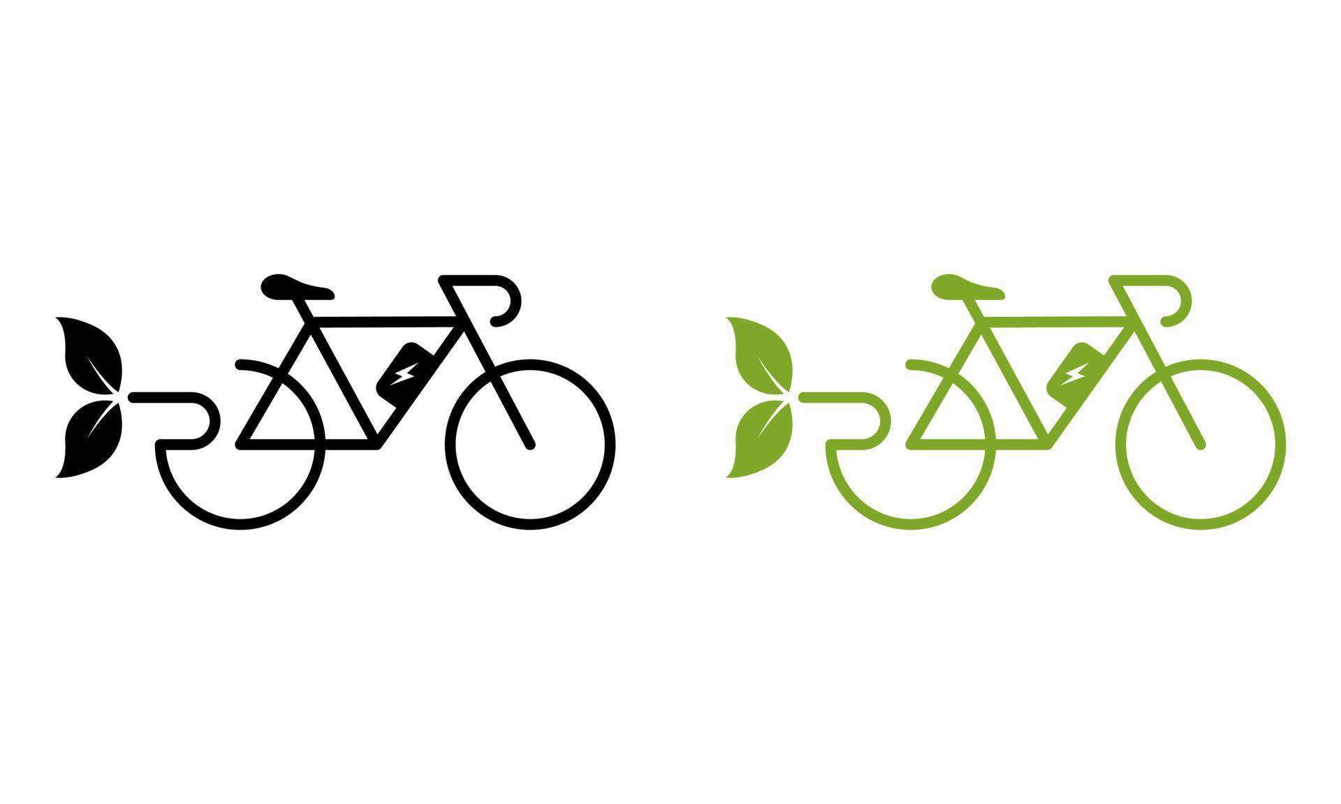 Electric Power Bicycle Silhouette Icon Color Set. Green Energy Eco Bike Pictogram. Eco Friendly ...