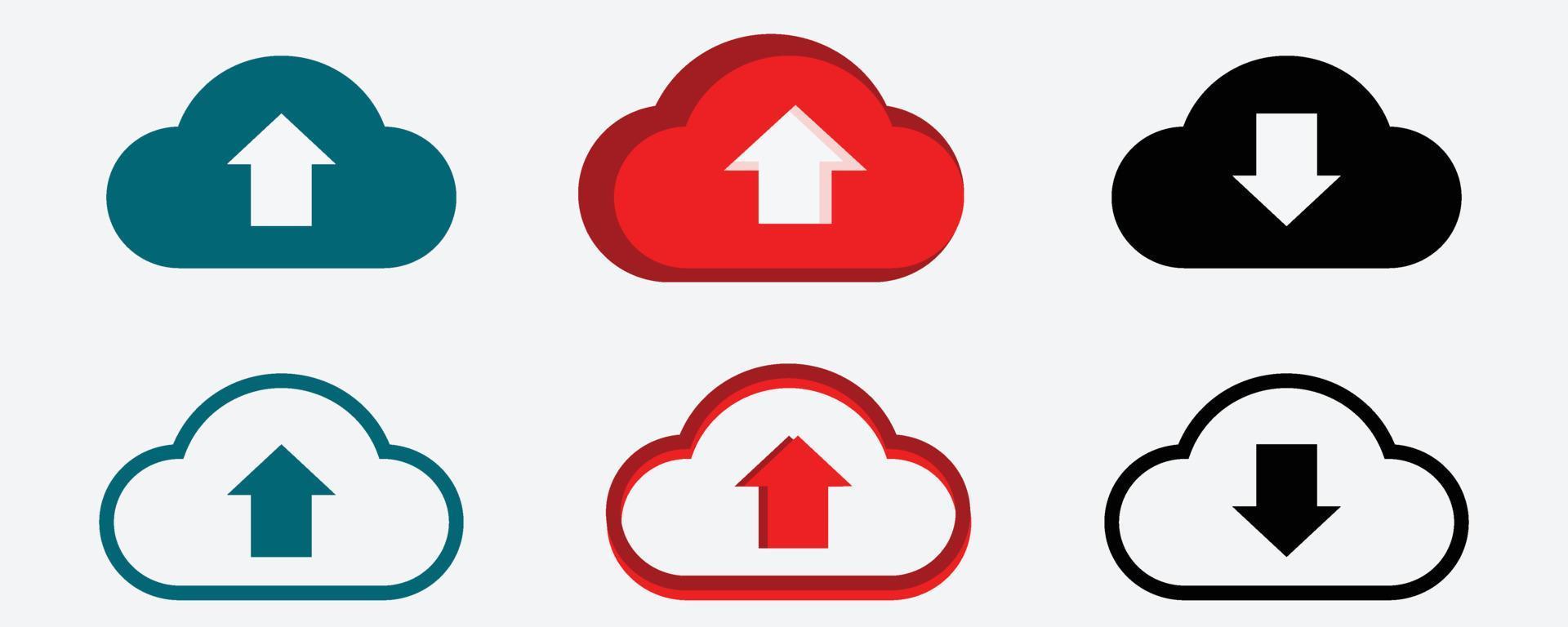 Download Now Icon Upload From Cloud Symbols Receive Data From A Remote Storage Signs Flat