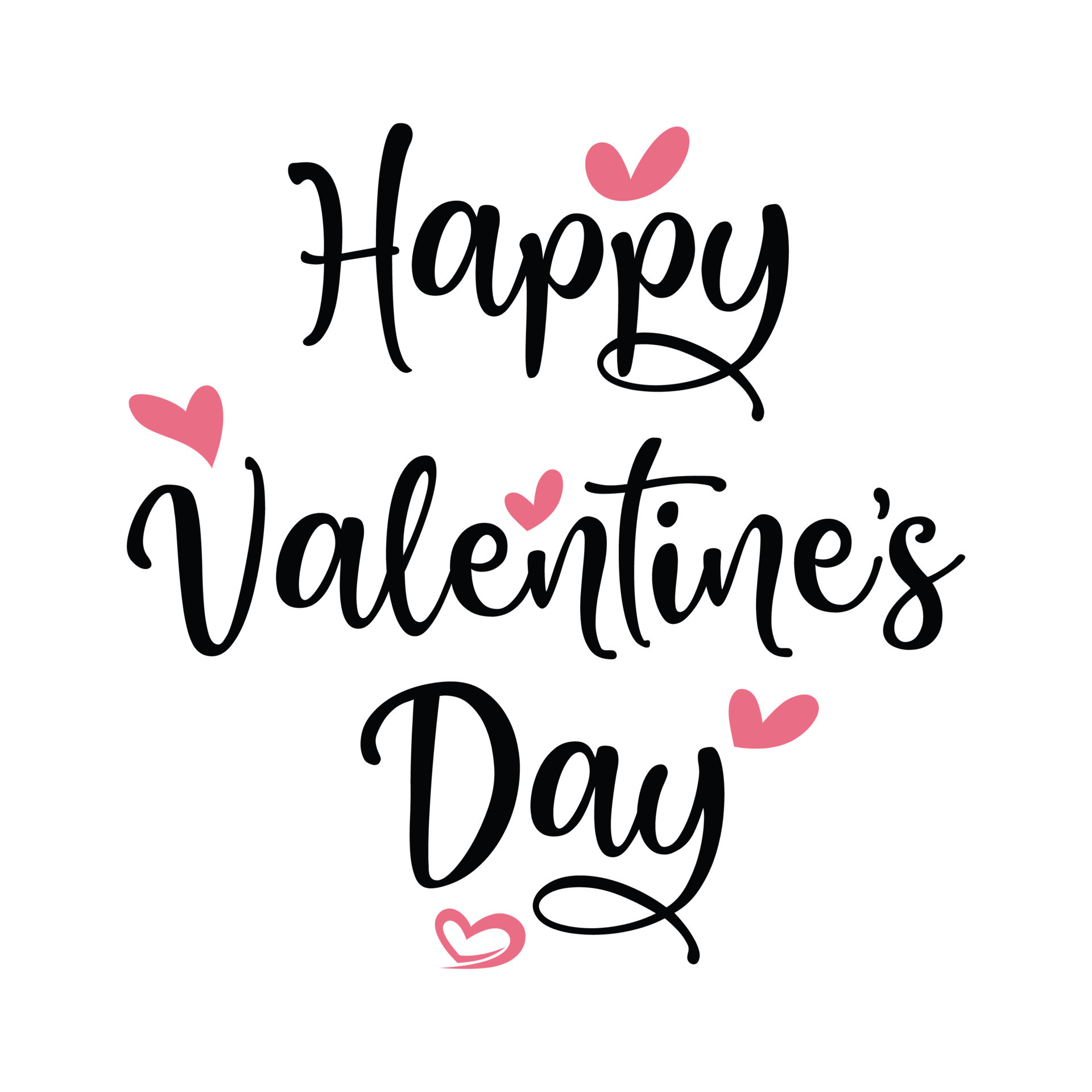 Happy Valentines Day Typography With Doodle Pink Hearts Lettering happy-valentines-day-typography-with-doodle-pink-hearts-lettering
