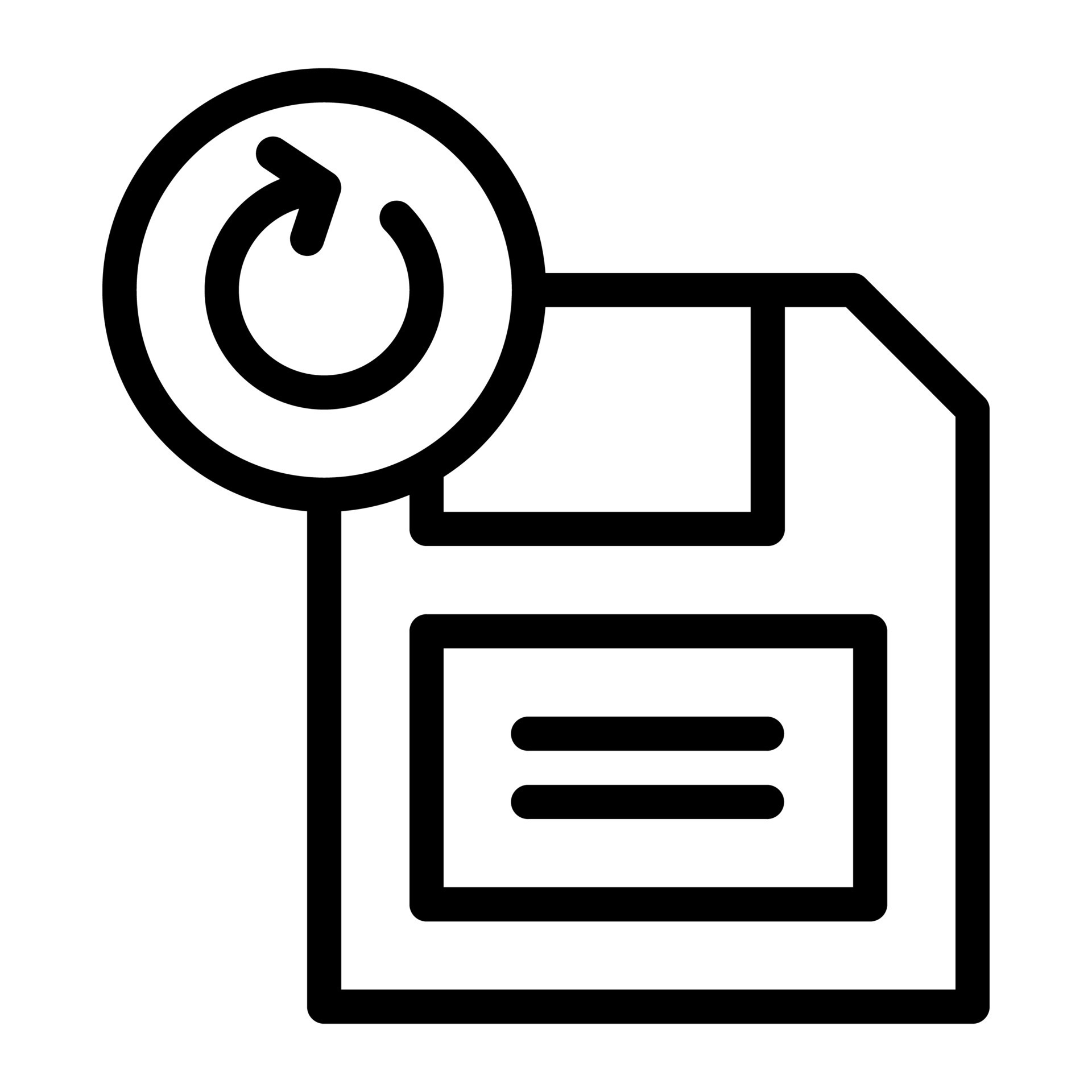 Isolated backup symbol in outline icon on white background. Floppy disk, storage, disk drive ...