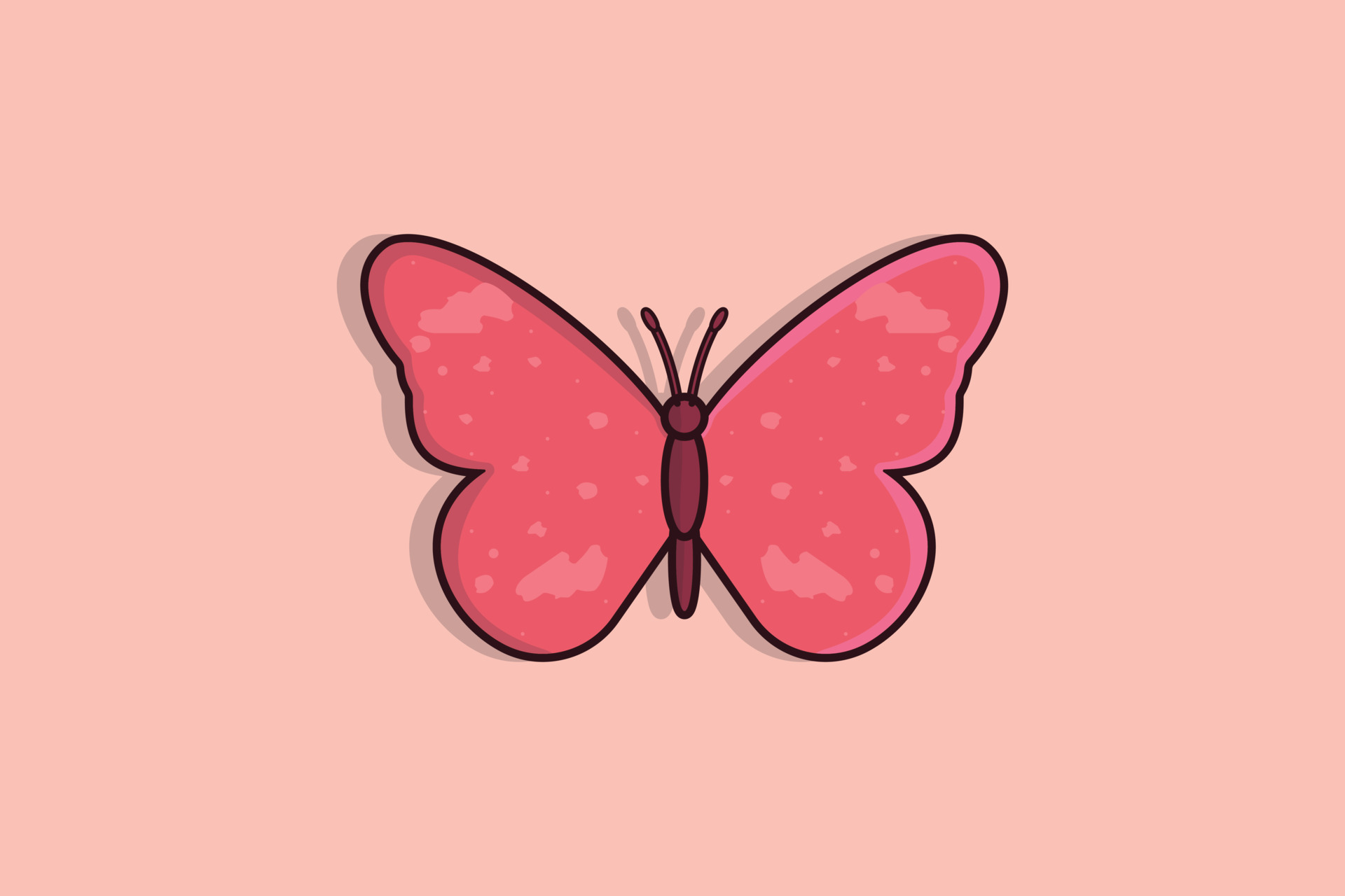 Beautiful Pink Butterfly vector illustration. Animal nature icon ... Beautiful Pink Butterfly vector illustration. Animal nature icon ...