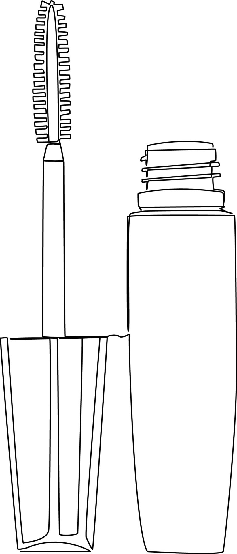 Single one line drawing waterproof mascara. Cosmetic concept ... Single one line drawing waterproof mascara. Cosmetic concept ...