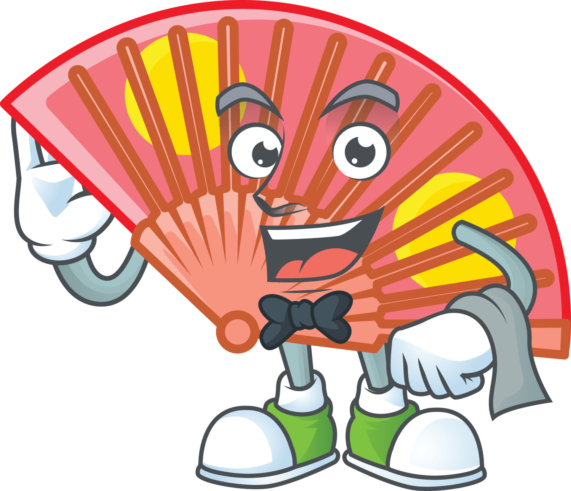 Red chinese folding fan cartoon character style 20284486 Vector Art at Vecteezy