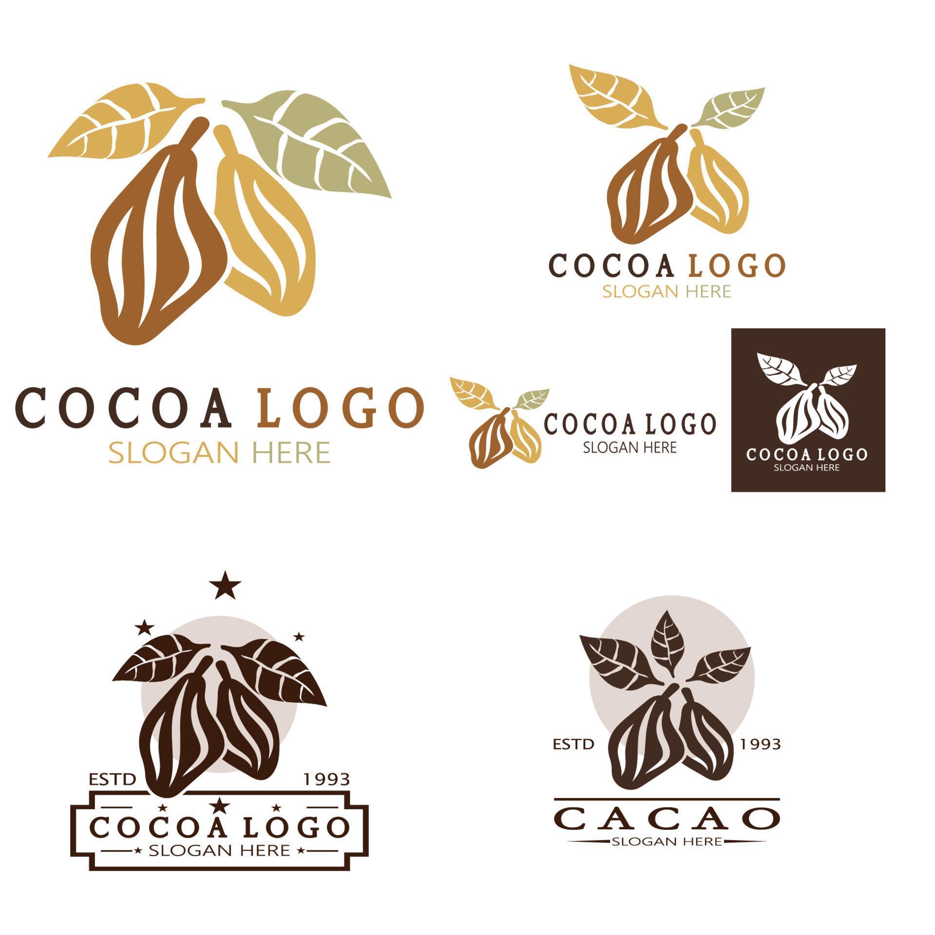 cocoa logo,cocoa bean,cocoa tree,cocoa branches and leaves,chocolate mix on white background ...