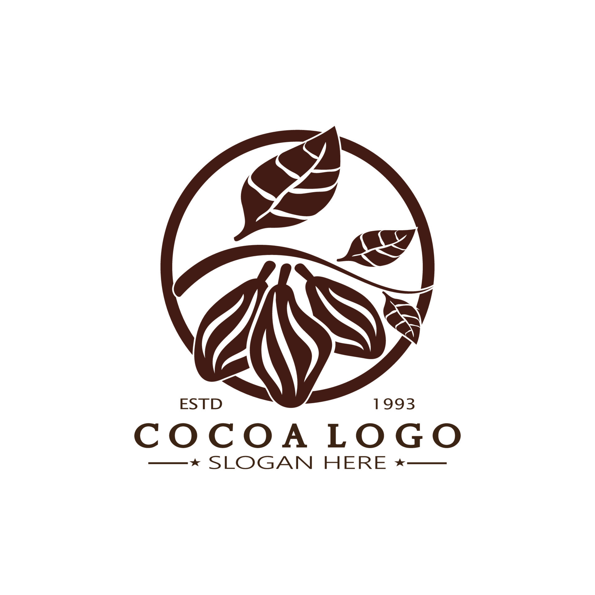 cacao logotipo,cacao frijol, cacao árbol,cacao ramas y hojas,chocolate mezcla en blanco fondo ...