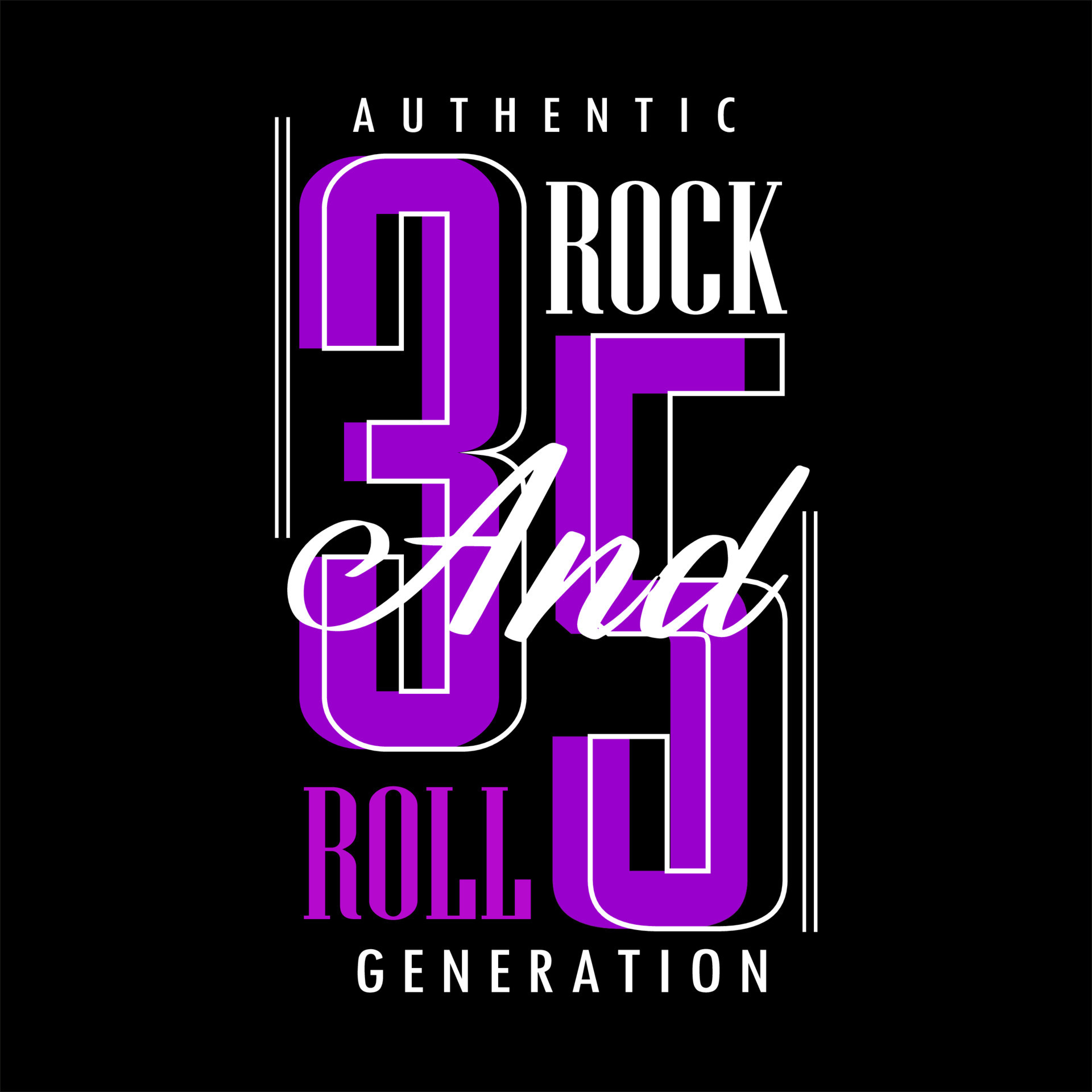 Rock And Roll Typography Design T Shirt Print Vector Illustration