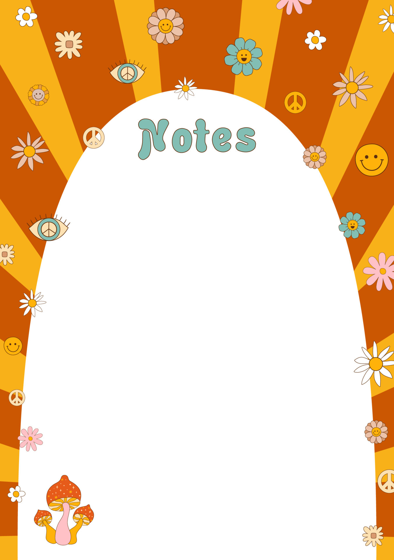 Groovy poster, retro 70s list template. Notes Retro groovy daily ...