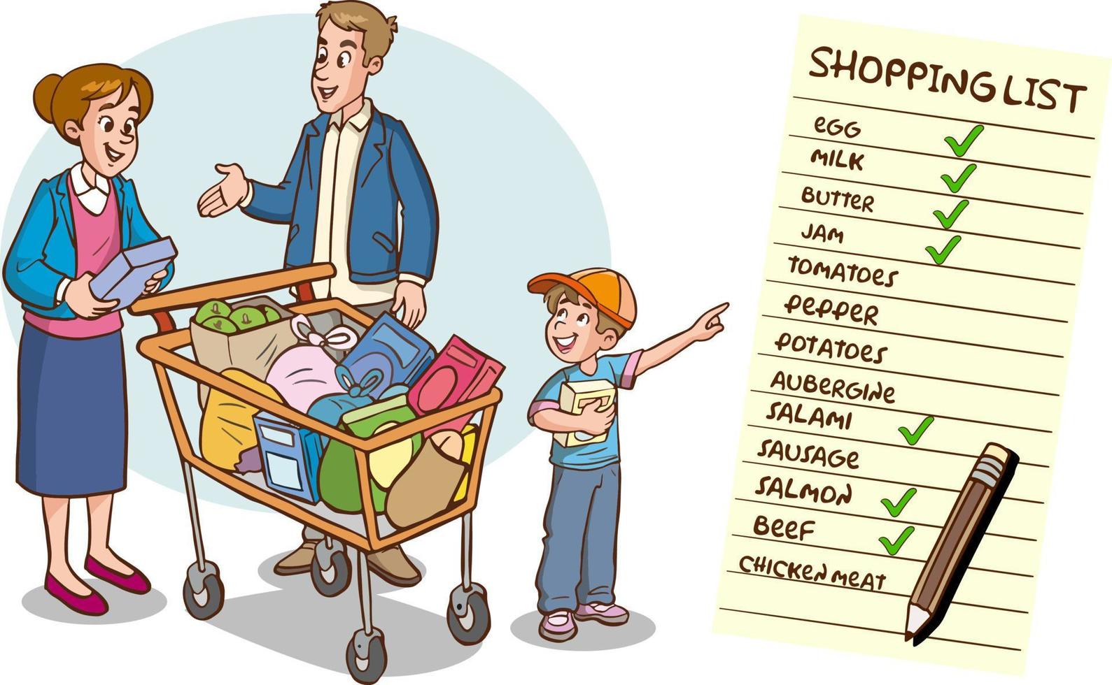 Family Shopping At The Market And Shopping List Cartoon Vector 20291042 family-shopping-at-the-market-and-shopping-list-cartoon-vector-20291042