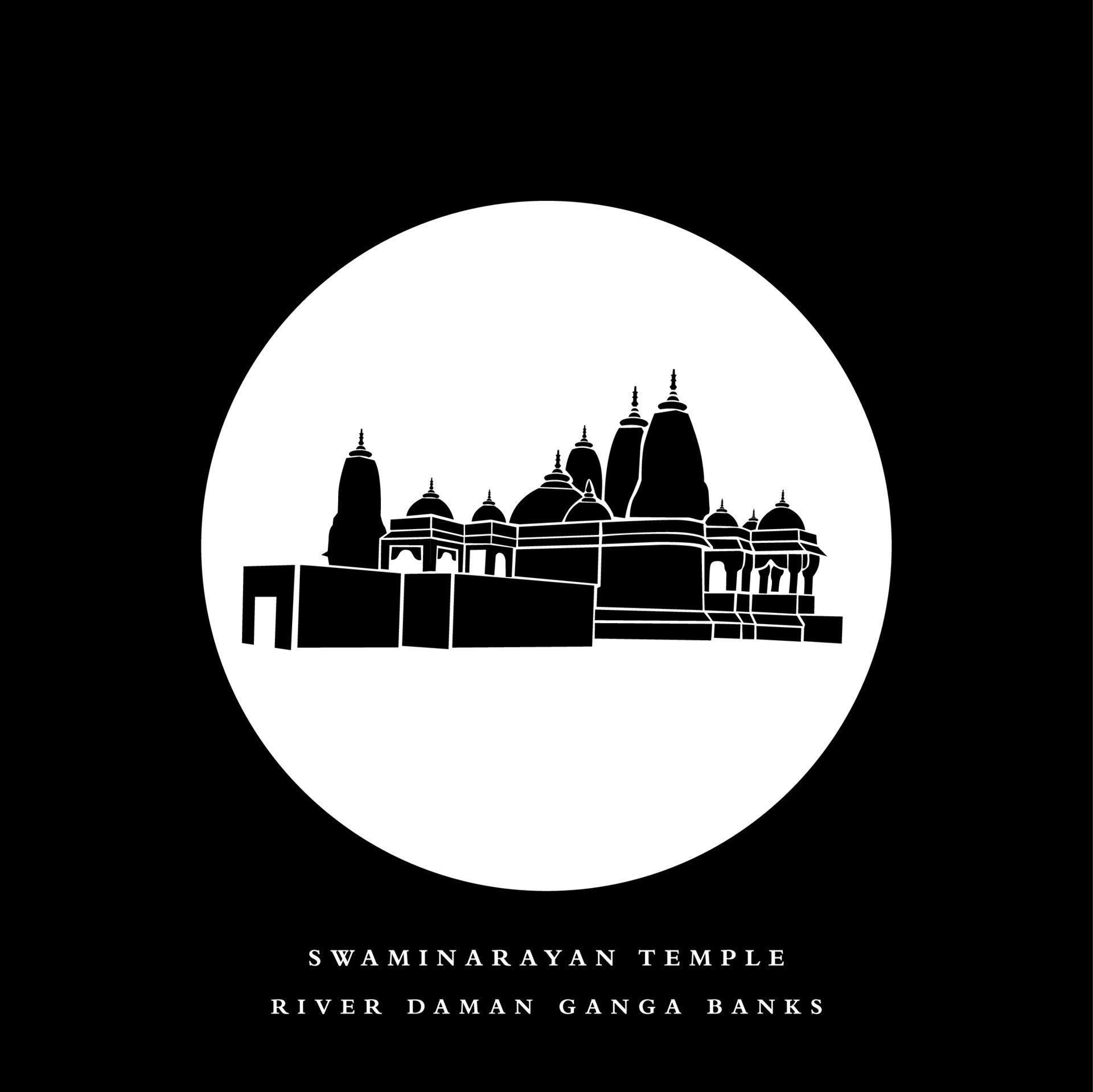 Swaminarayan temple in Daman vector icon. Swaminarayan is a Hindu Lord ...