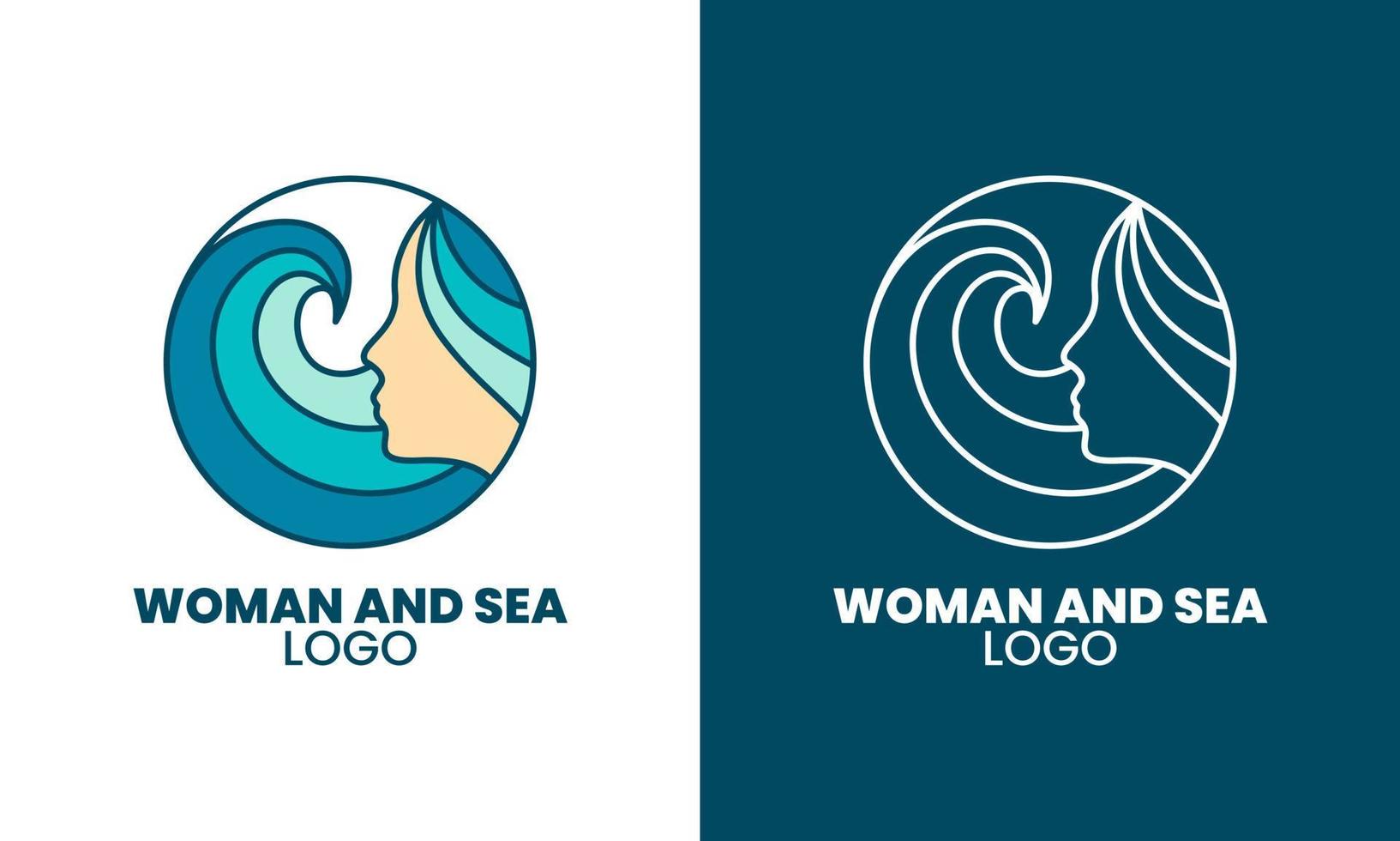 un logo ese combina el conceptos de mujer y mar. Perfecto para logos para belleza salones ...