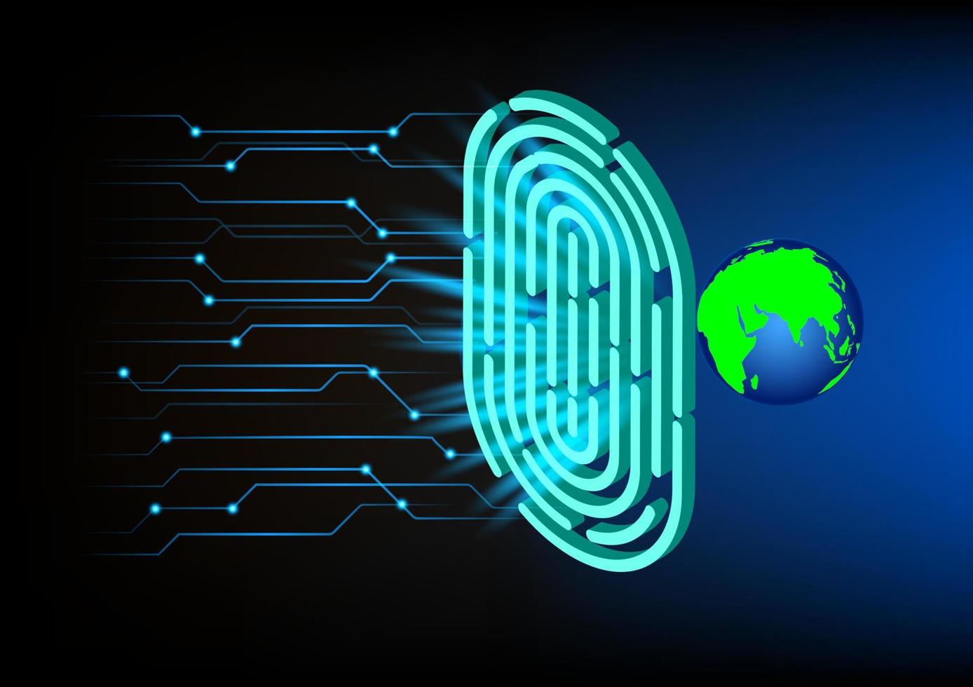 Graphics Image Data Security Access Fingerprint Protect With World Map