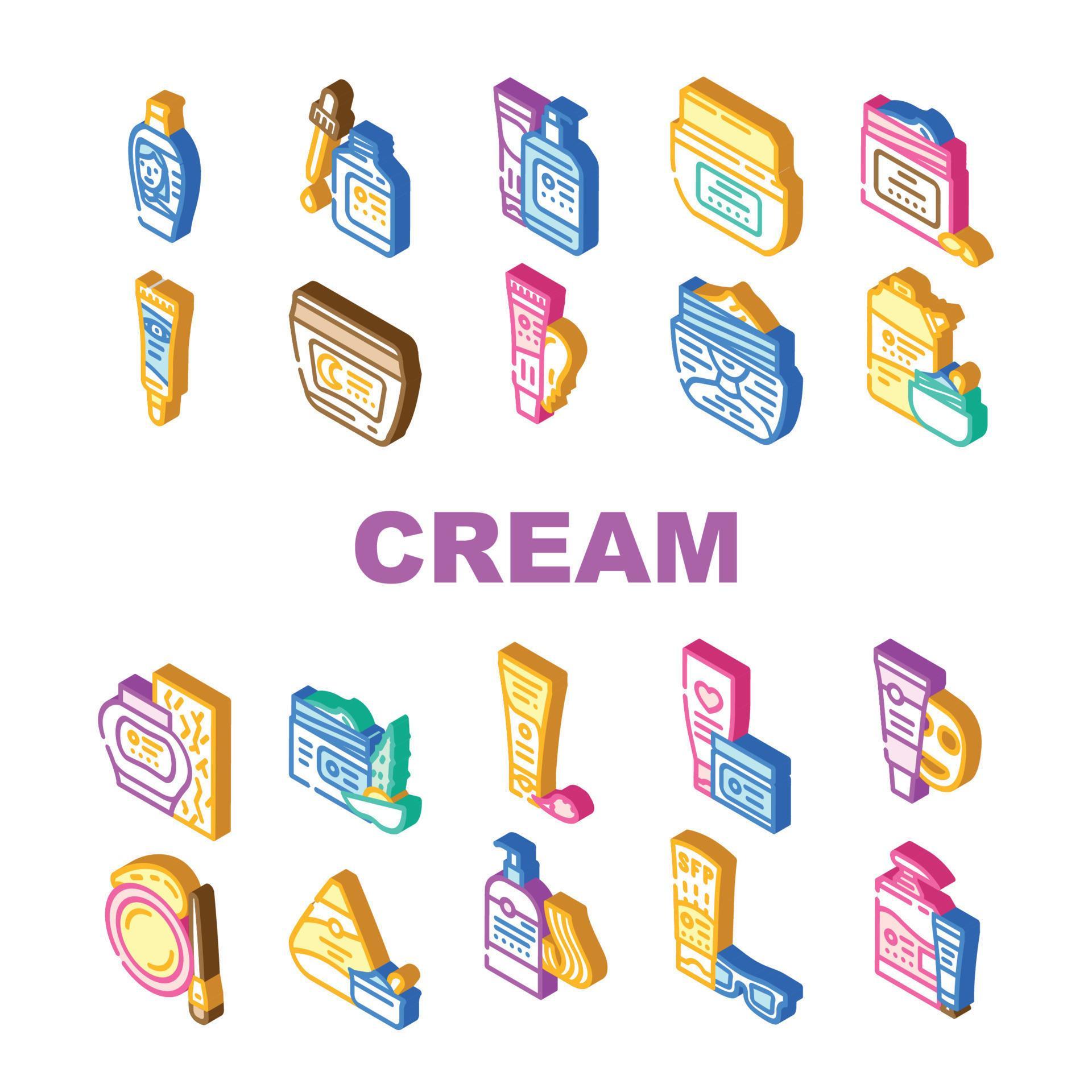 Cream Cosmetic Skin Care Icons Set Vector 20295652 Vector Art At Vecteezy