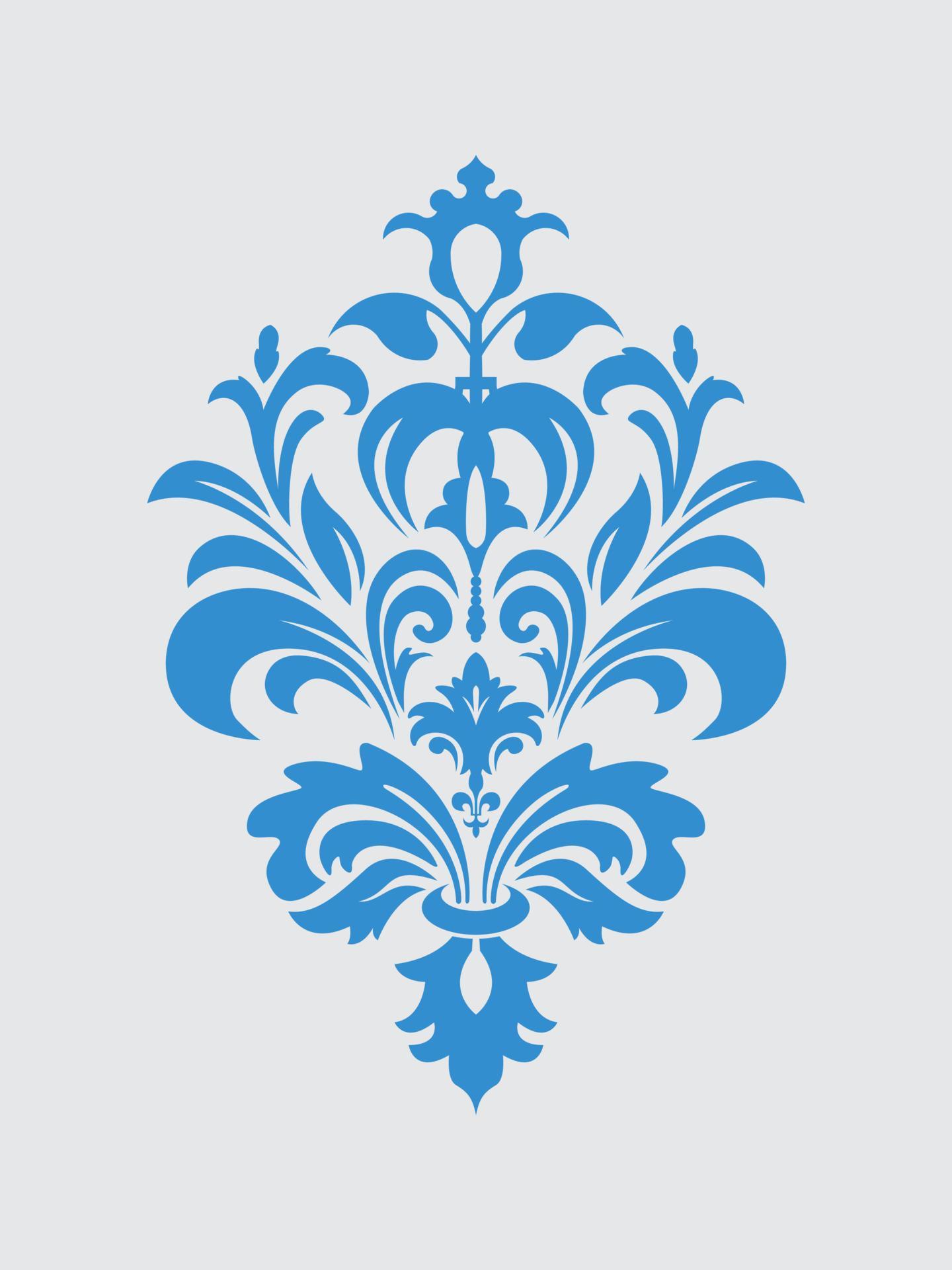 Damask stencil large swirl wall decal vinil illustration vector ornament clip art traditional ...