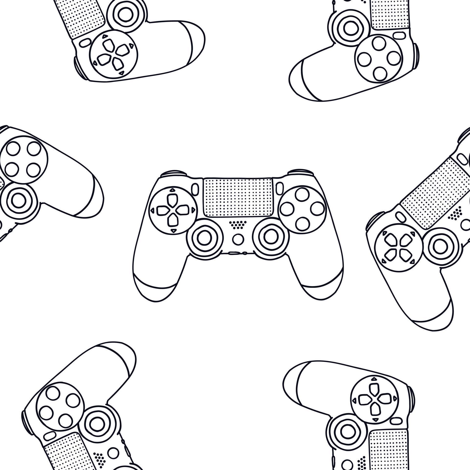 Seamless pattern of game controllers. Vector illustration in hand-drawn ...