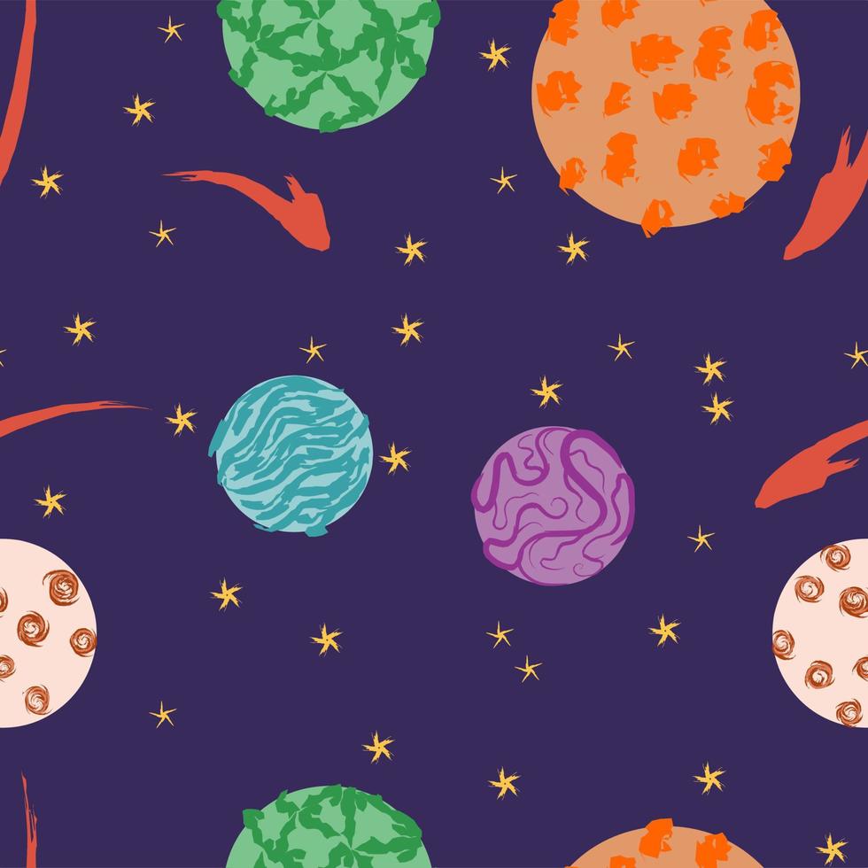 Vector colorful space seamless pattern with planets, comets ... Vector colorful space seamless pattern with planets, comets ...