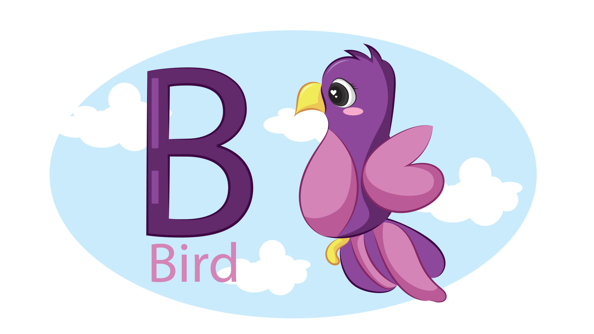 Animal alphabet letter B. B for bird. English alphabet with cute animal ...