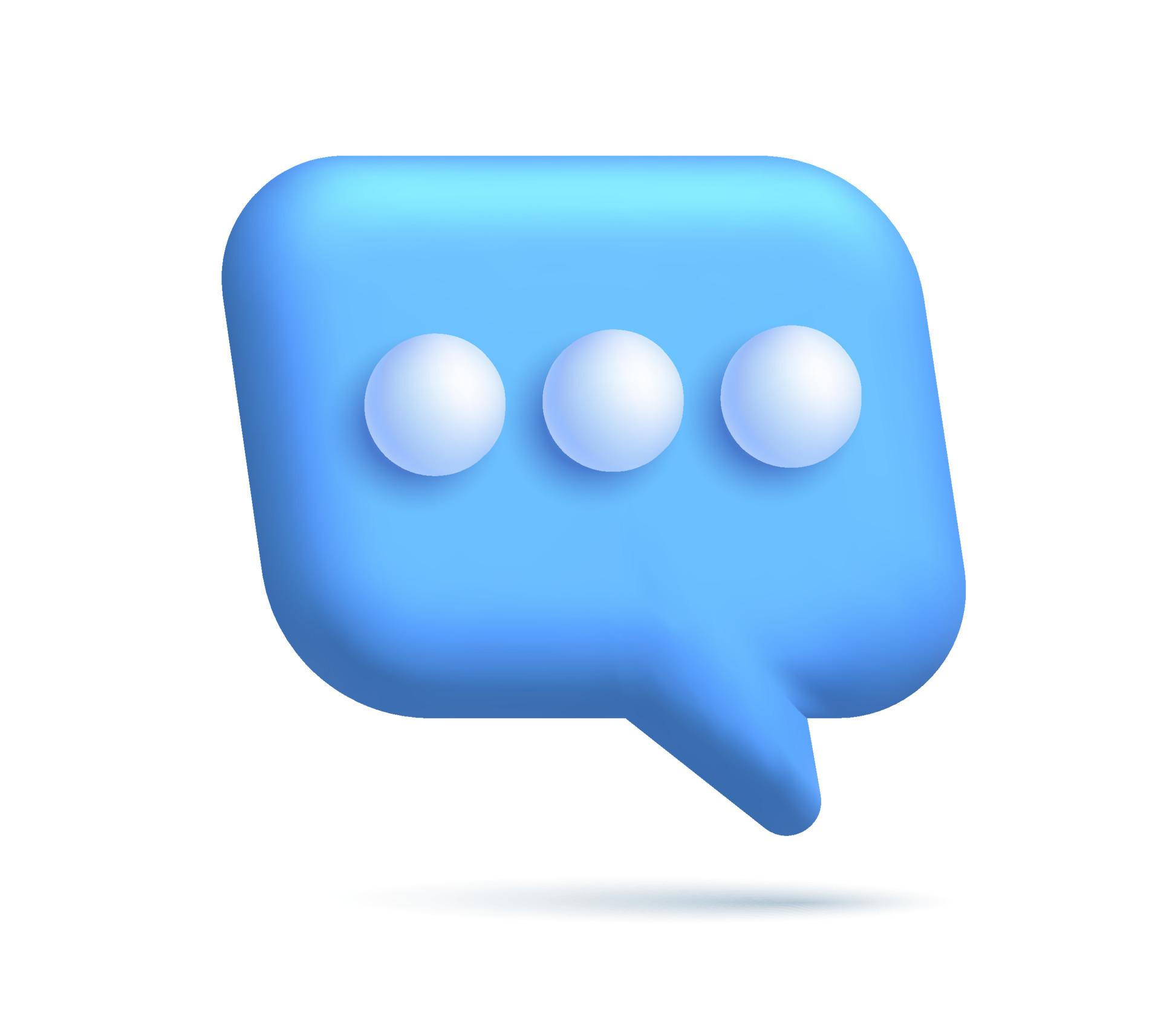 3d Illustration Of Blue Realistic Speech Bubble Icon With Three Dots Mesh Vector Talking Cloud