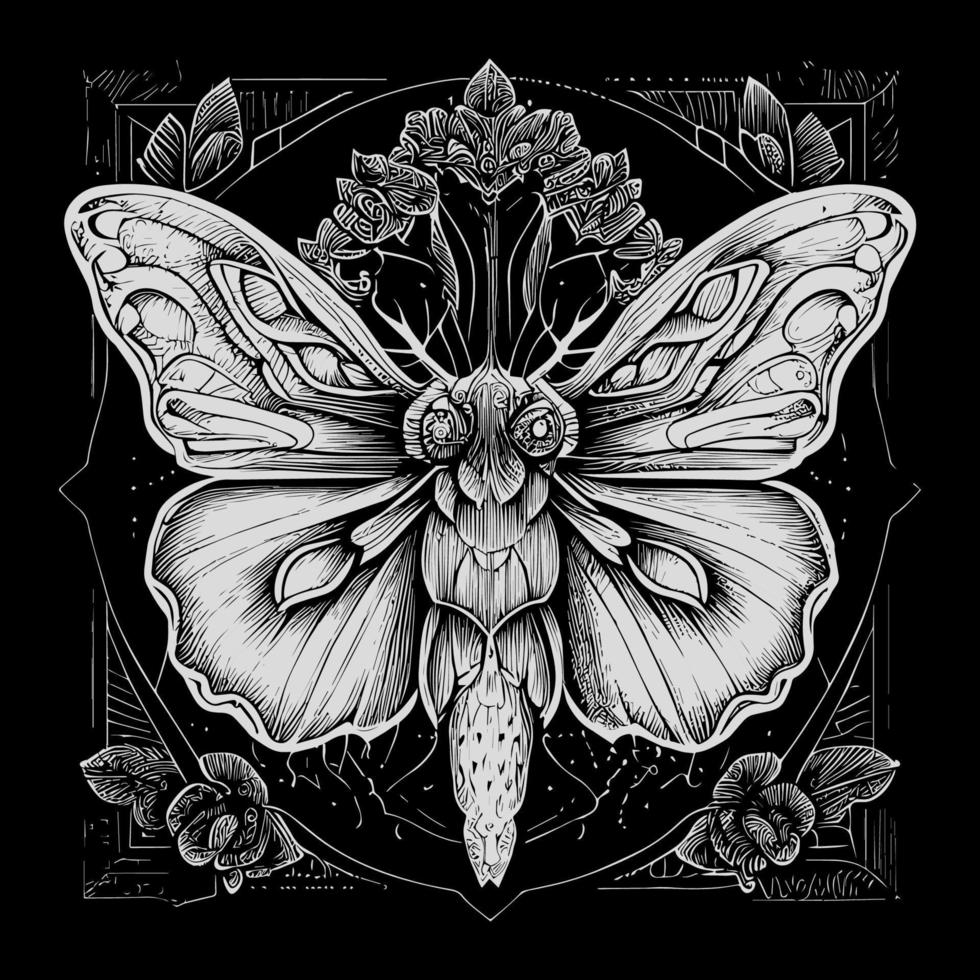 The death's head moth illustration in line art is a strikingly beautiful and intricate ...