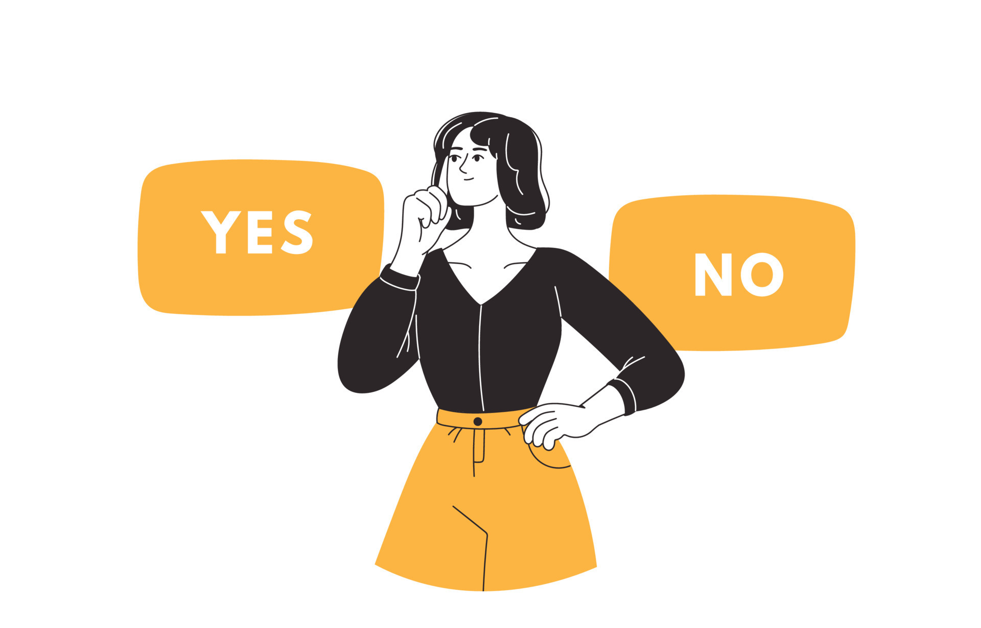 Woman making decision. Person doubting,choosing between two ... Woman making decision. Person doubting,choosing between two ...