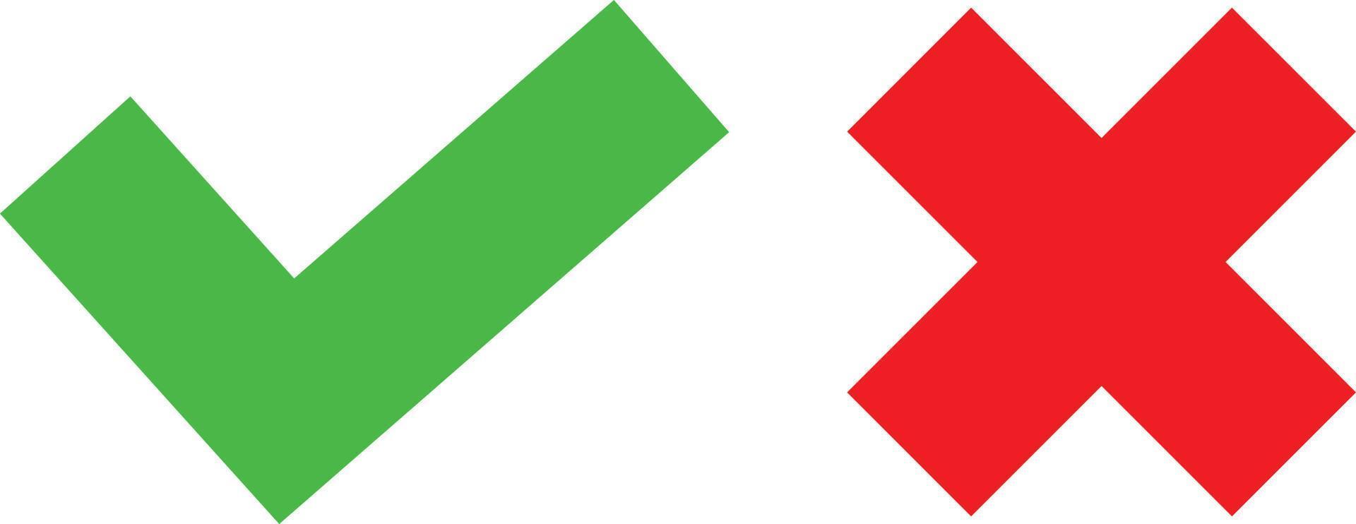 Green Tick And Red Cross Thick Outline Icon Sign 20328566 Vector Art