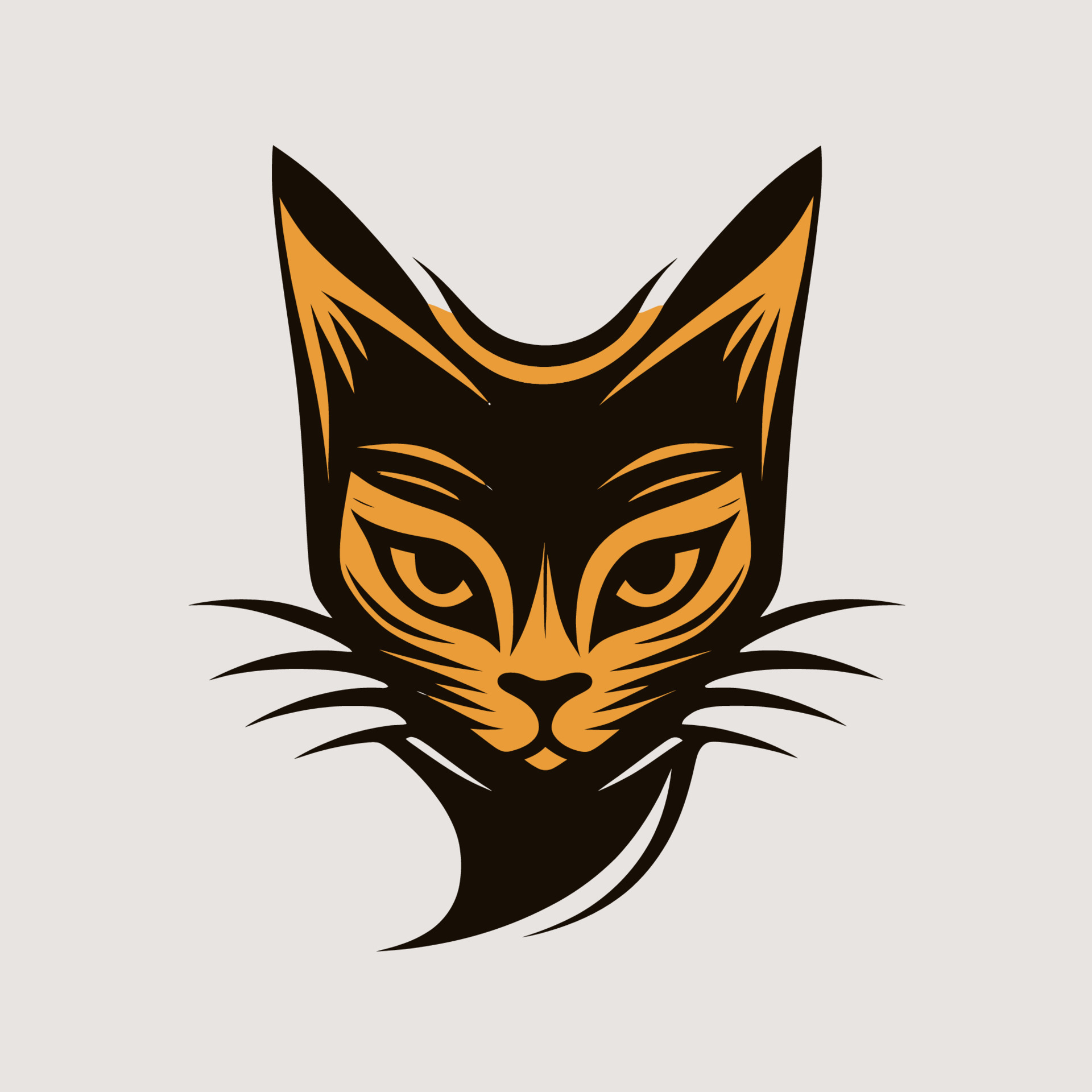 gato cabeza gatito símbolo - juego de azar gato logo elegante elemento para marca - resumen ...