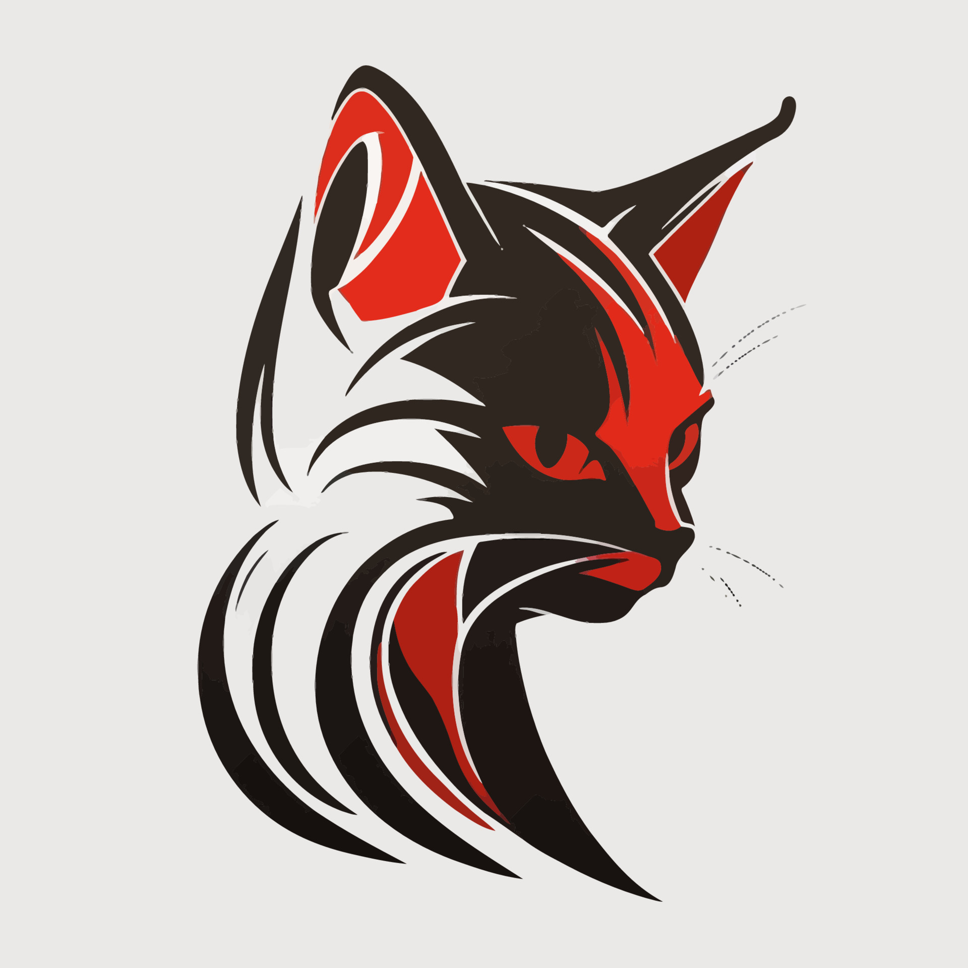 Cat Head Kitten Symbol - Gaming Cat Logo Elegant Element for Brand - Abstract Icon Symbols ...