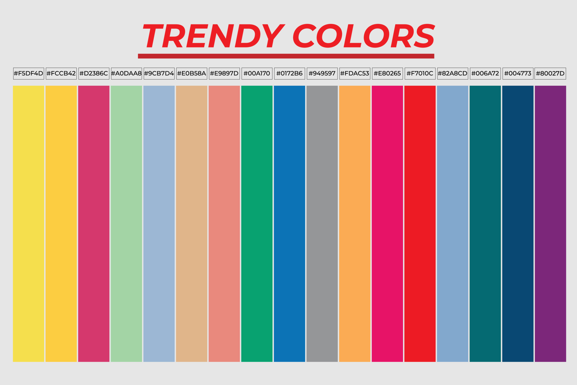 Trendy color plate with colors code 20333911 Vector Art at Vecteezy